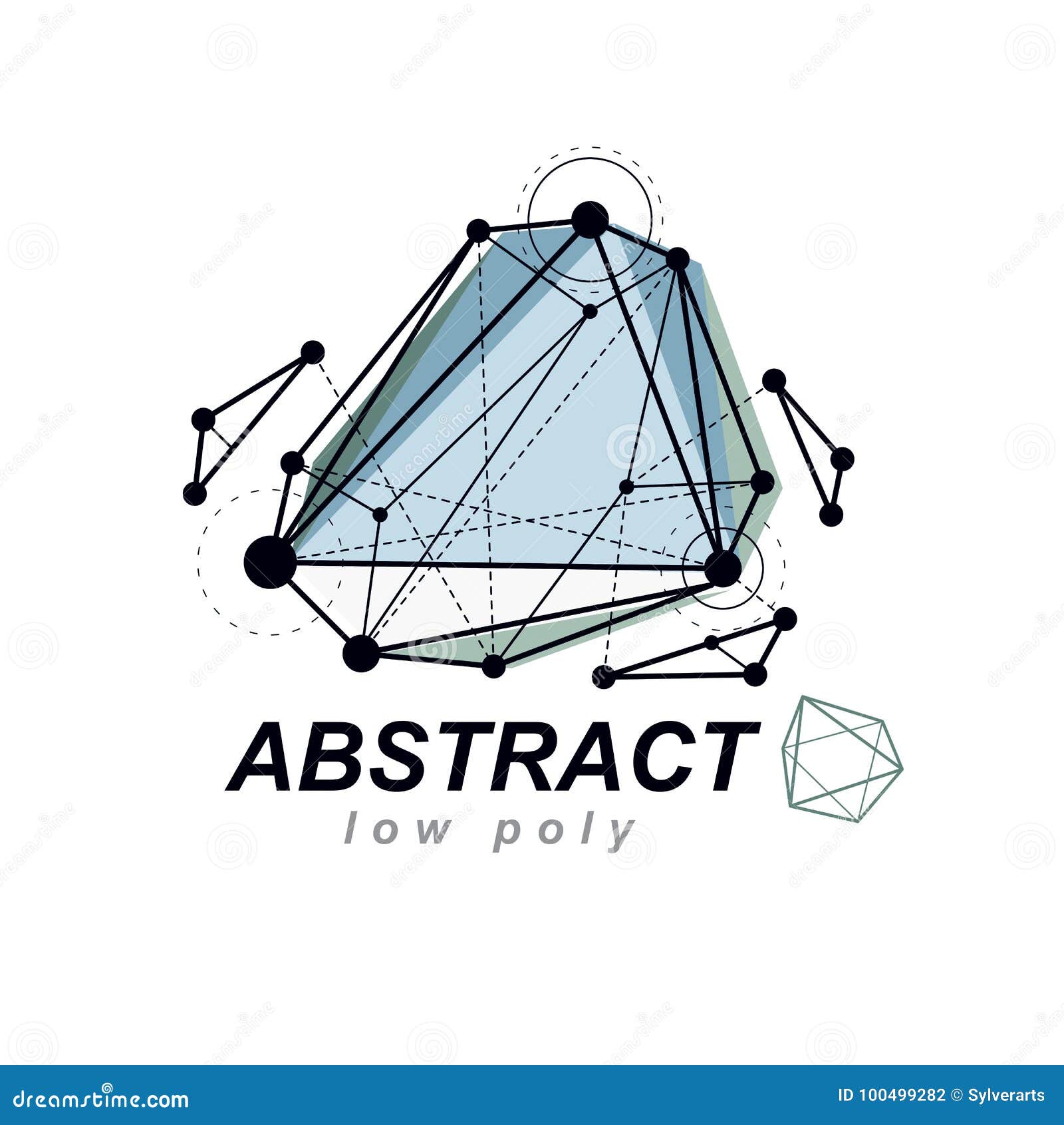 3d Polygonal Geometric Faceted Object, Vector Abstract Design Element ...