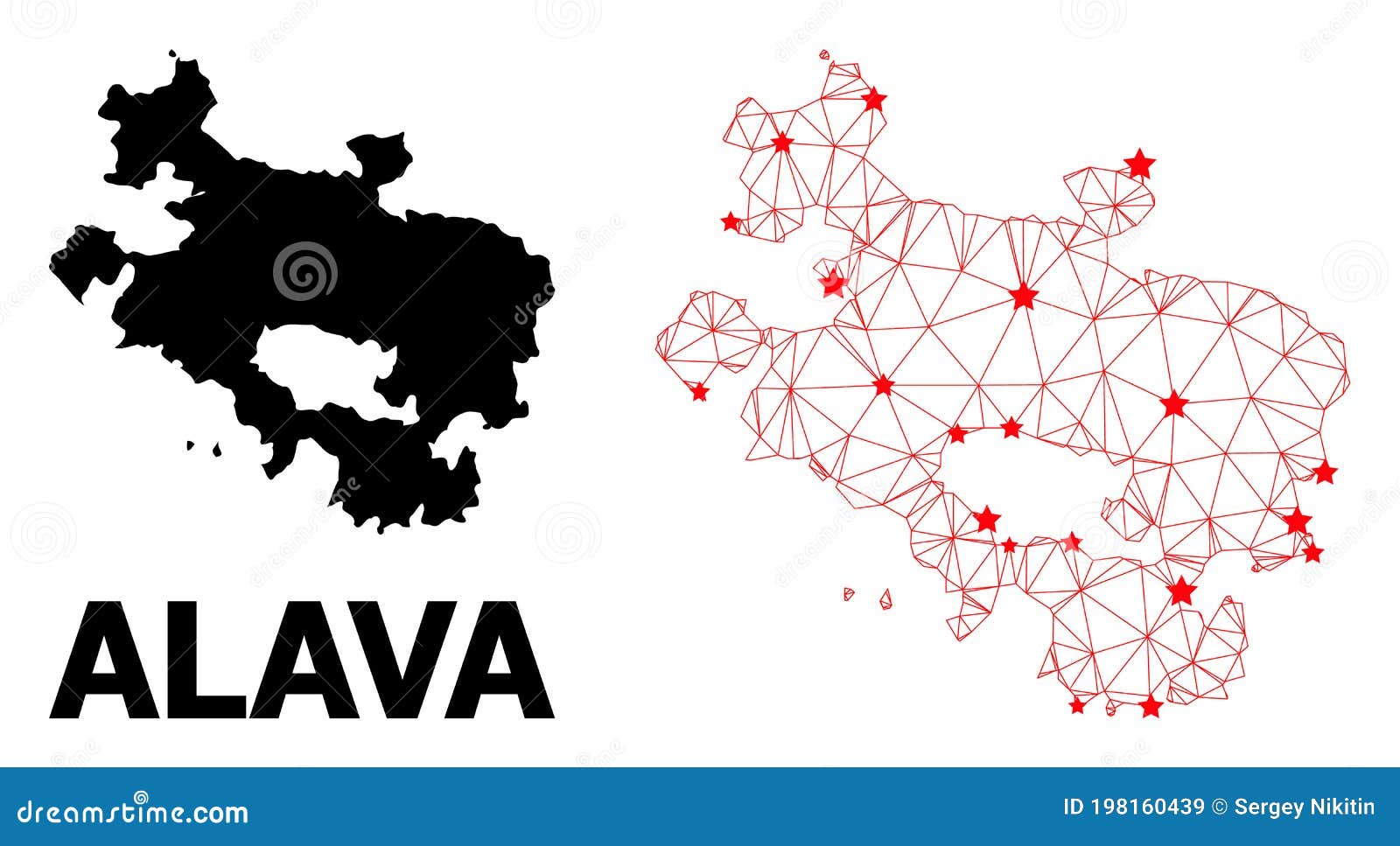 2D Polygonal Map of Alava Province with Red Stars Stock Vector ...