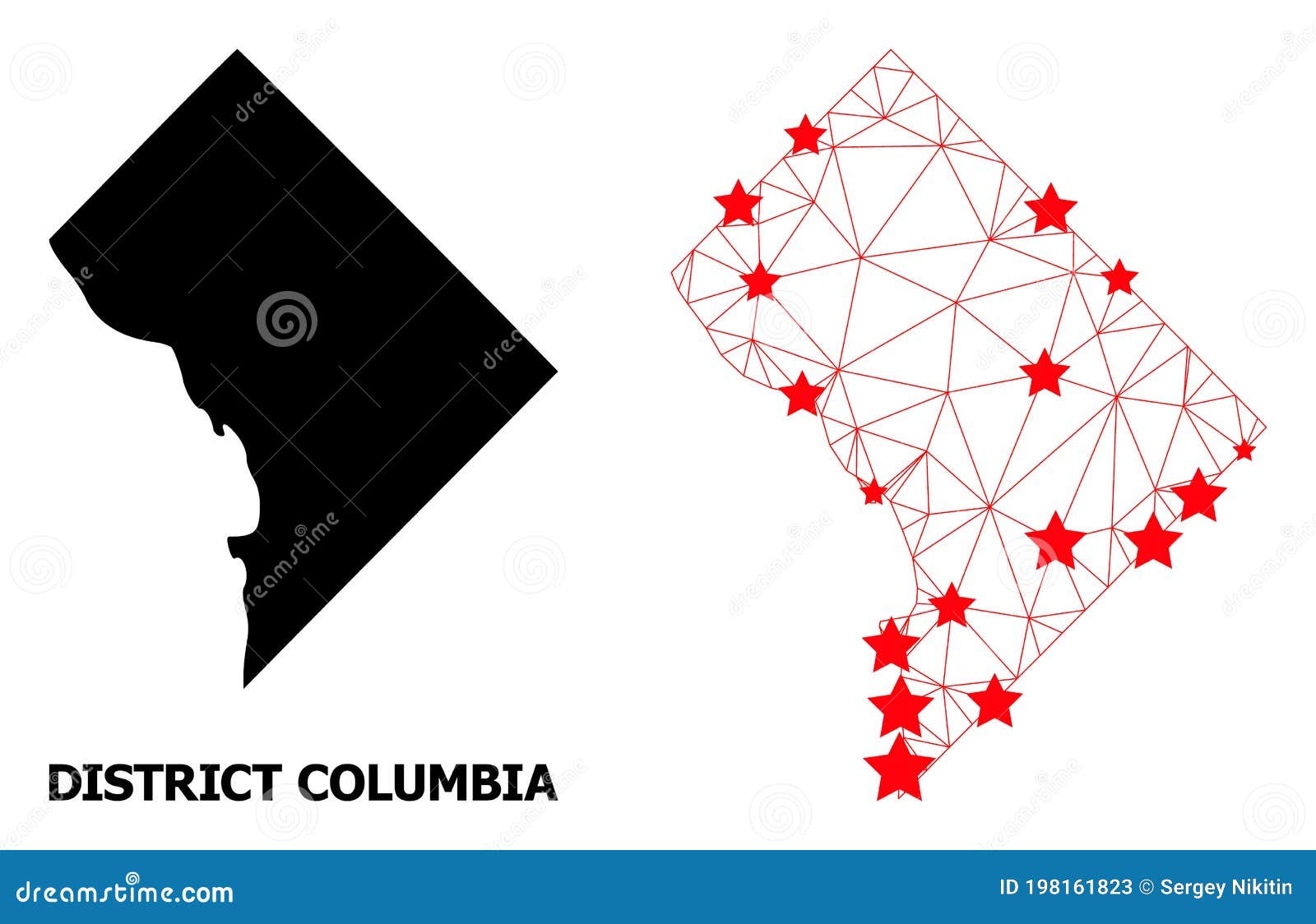 District Of Columbia Hand Drawn Pencil Sketch Outline Map With The ...