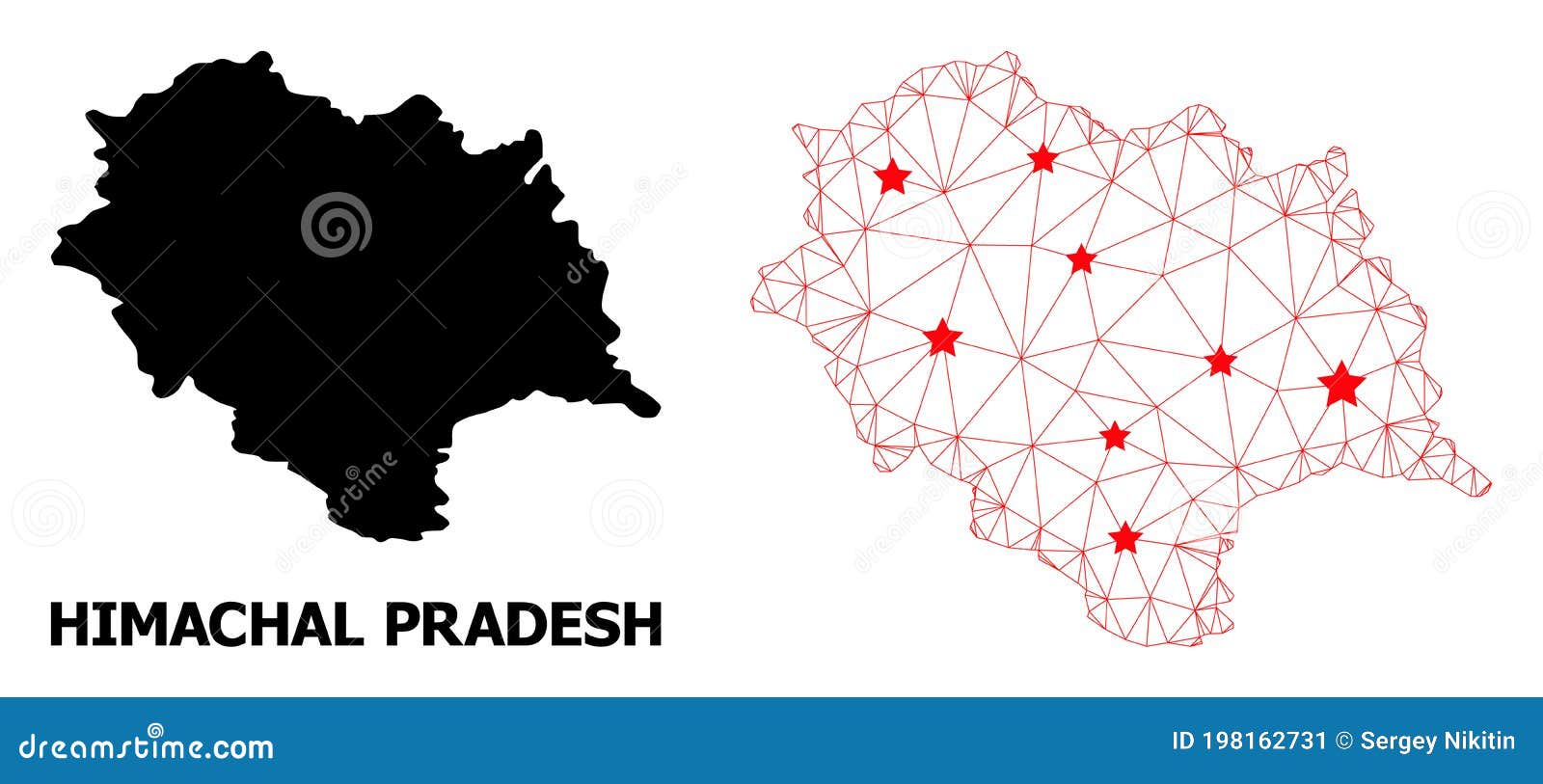 Political Map Of Himachal Pradesh With Key Cities & Borders Cartoon ...
