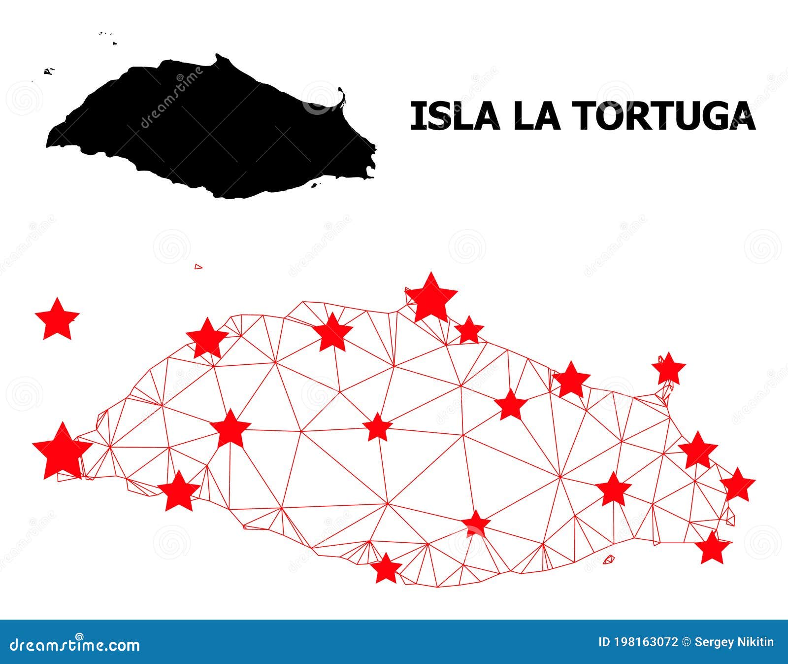 2D Polygonal Map of Isla La Tortuga with Red Stars Stock Vector ...