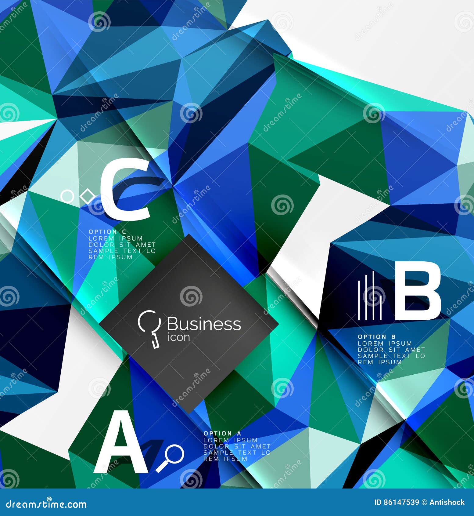 3d Polygonal Object Triangles, Abstract Background Stock Vector - Illustration of decoration ...