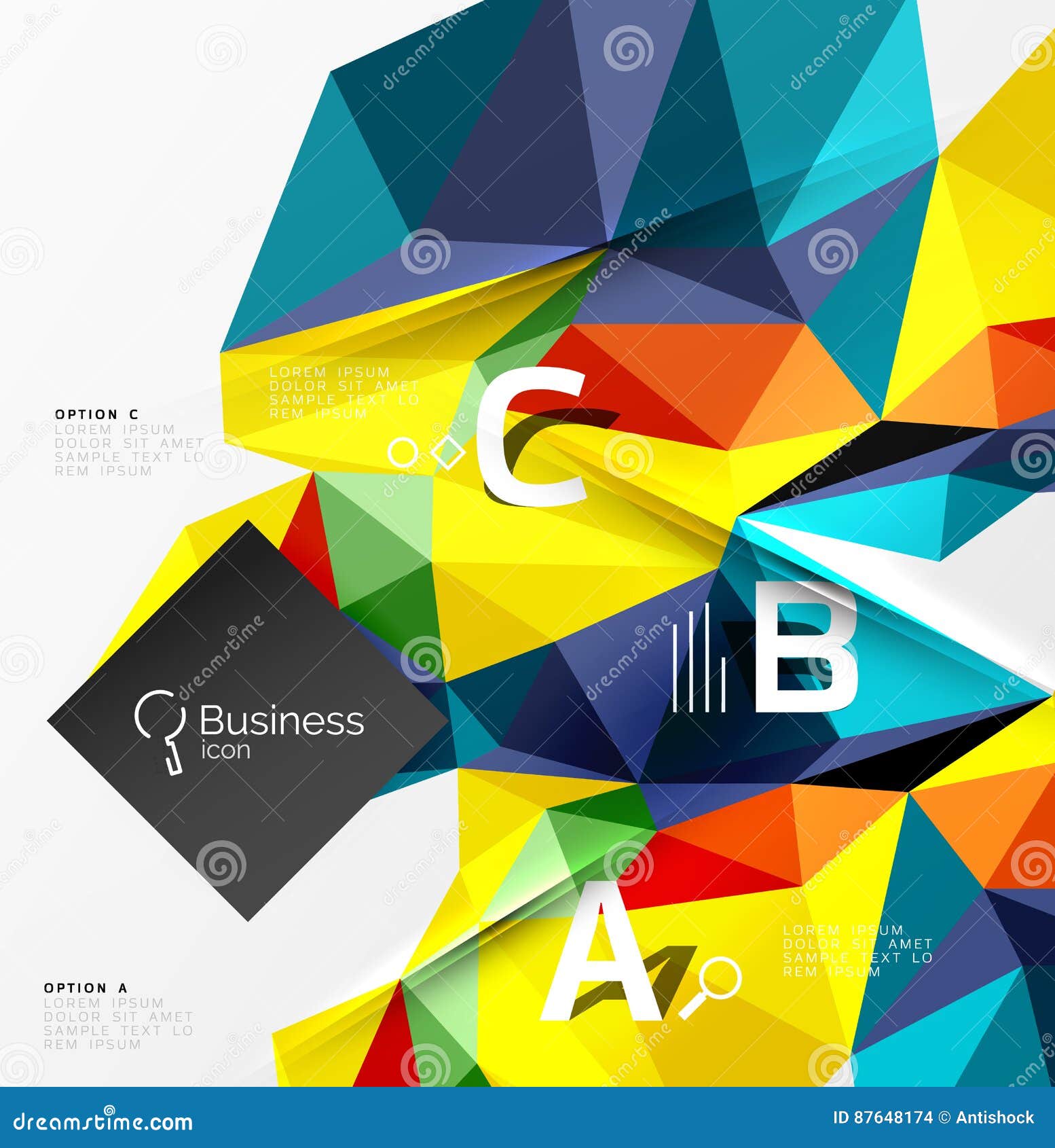 3d Polygonal Object Triangles, Abstract Background Stock Vector ...