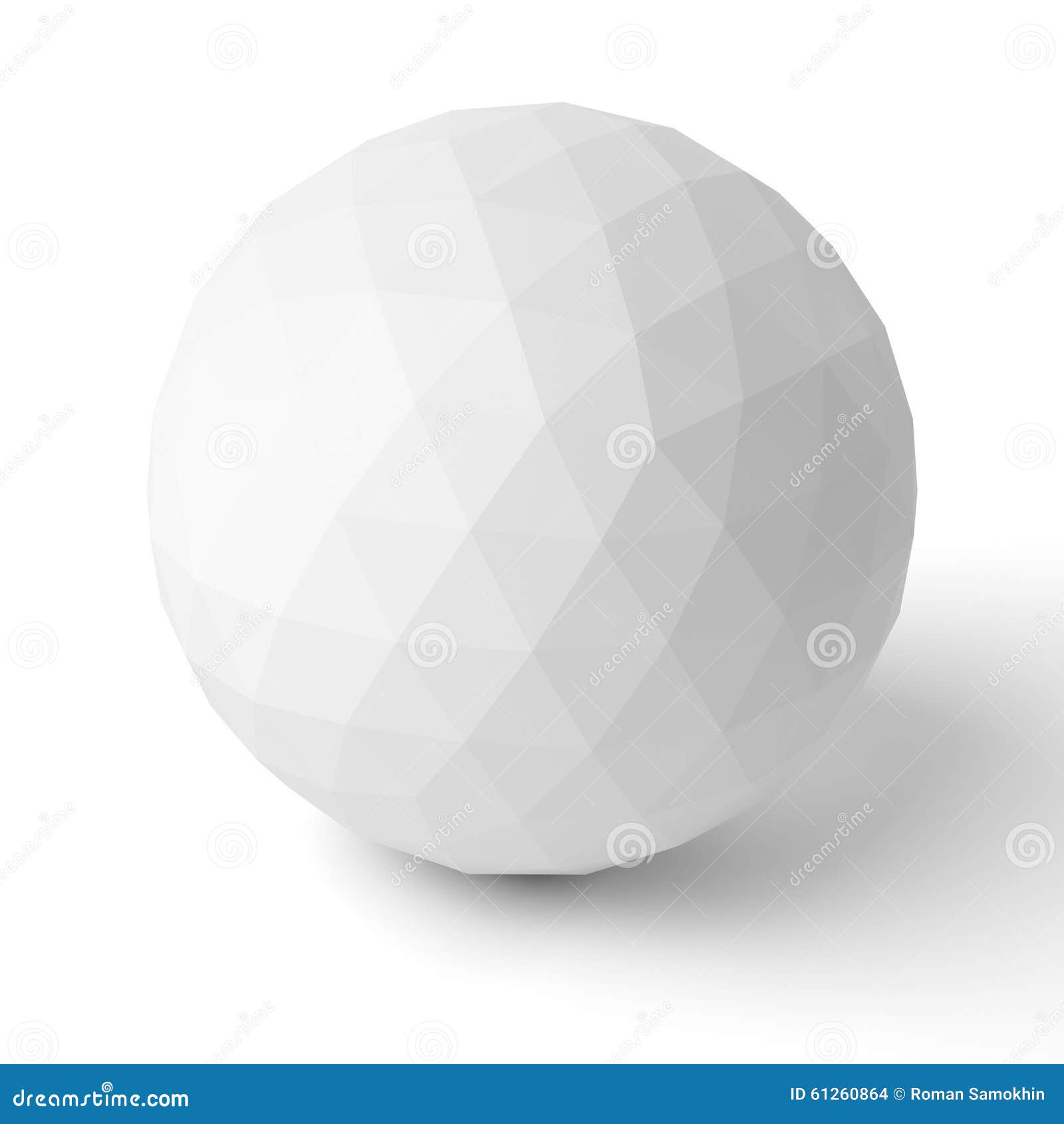 3d Polygonal Sphere with Shadow on White Stock Illustration ...