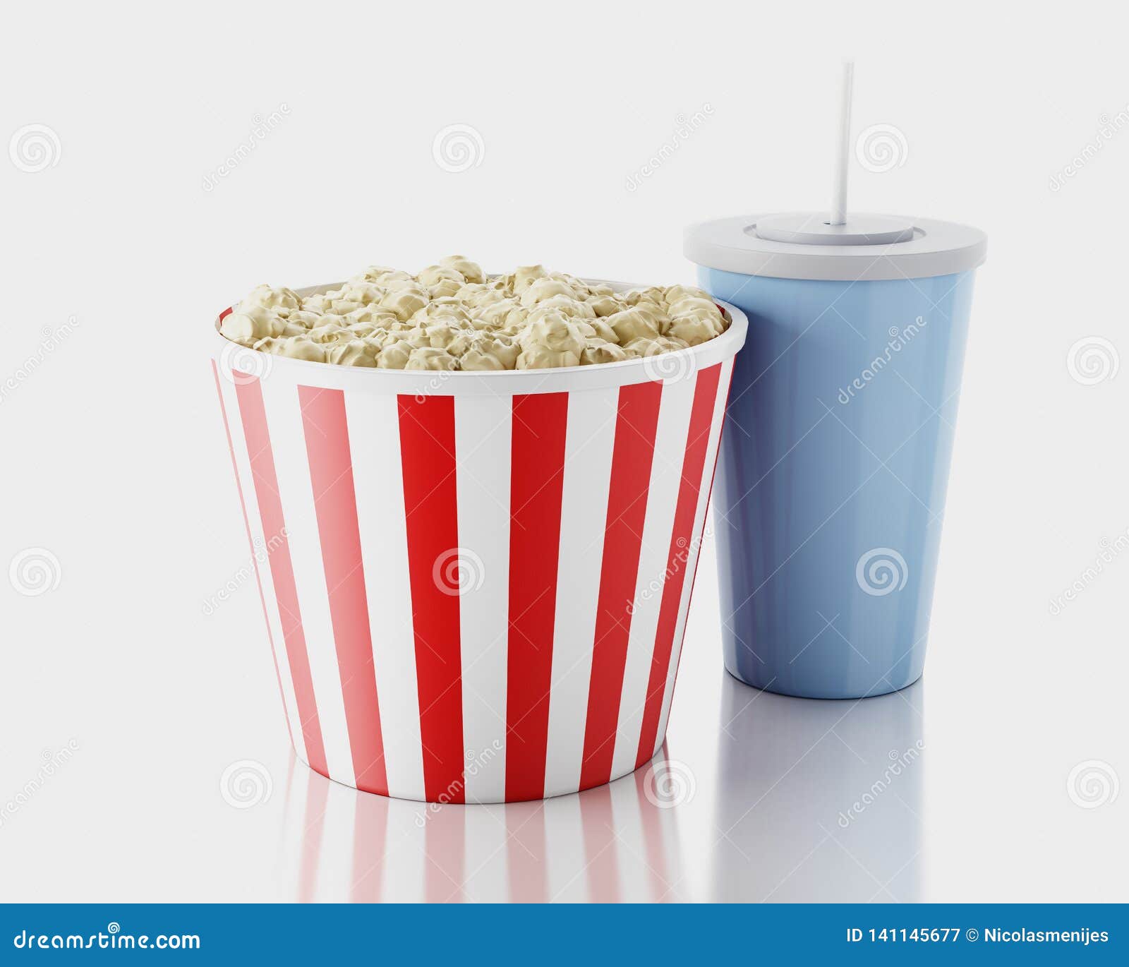 3d Popcorn and Drink. Movie Concept Stock Illustration - Illustration ...