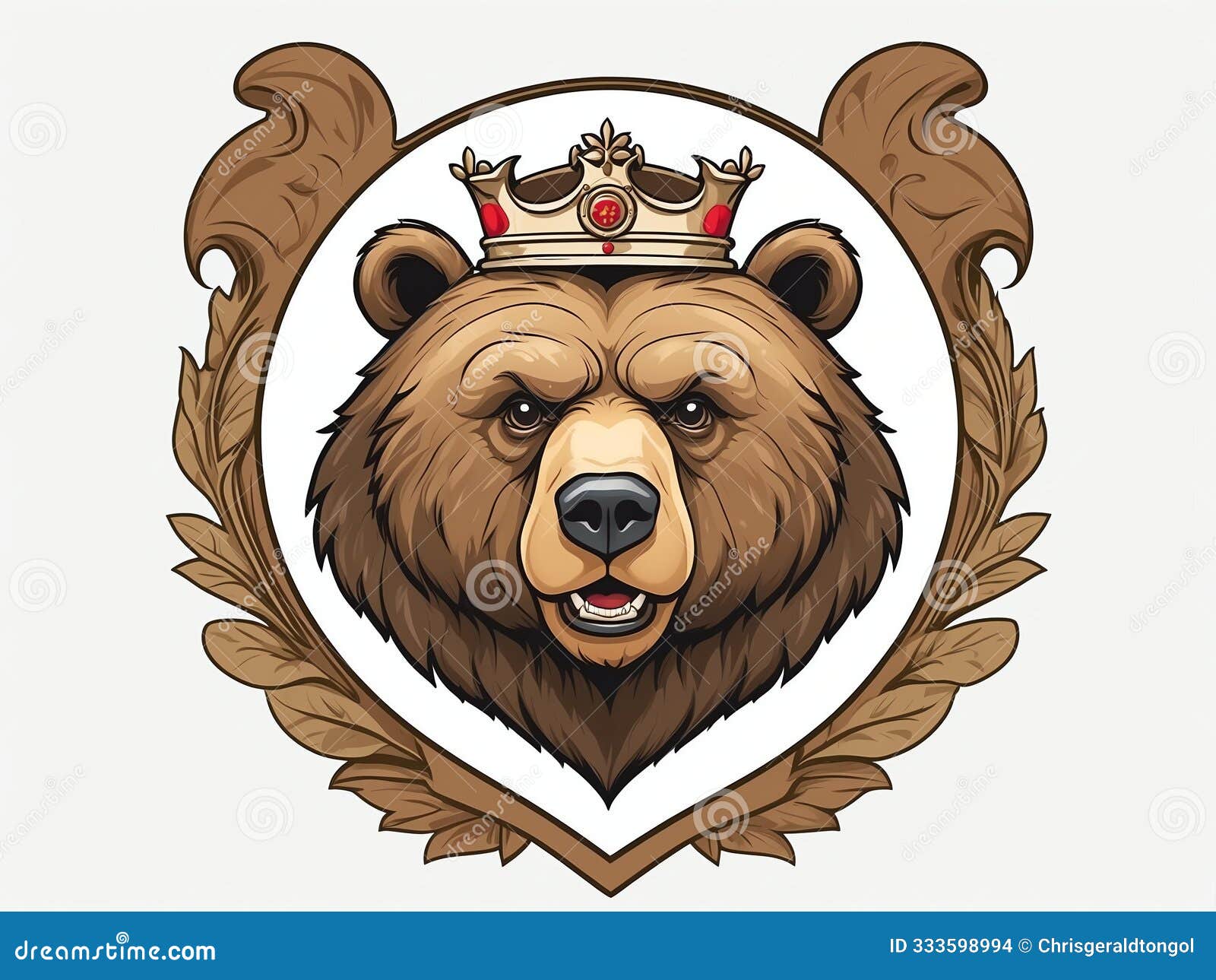 2d Portrait Of A Bear Medieval Crest Isolated In White Ai Generated ...