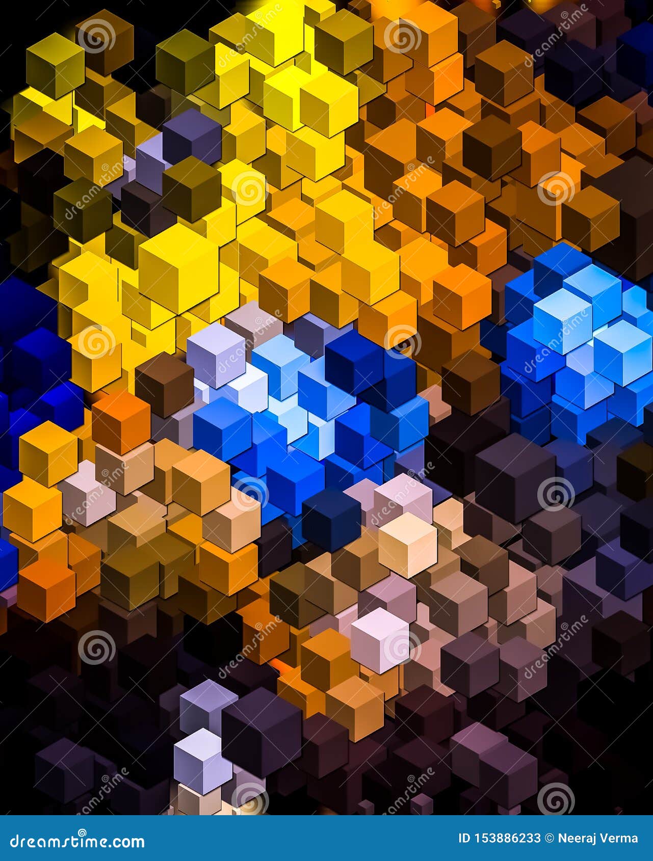 3D Portrait Cubes stock illustration. Illustration of blue - 153886233