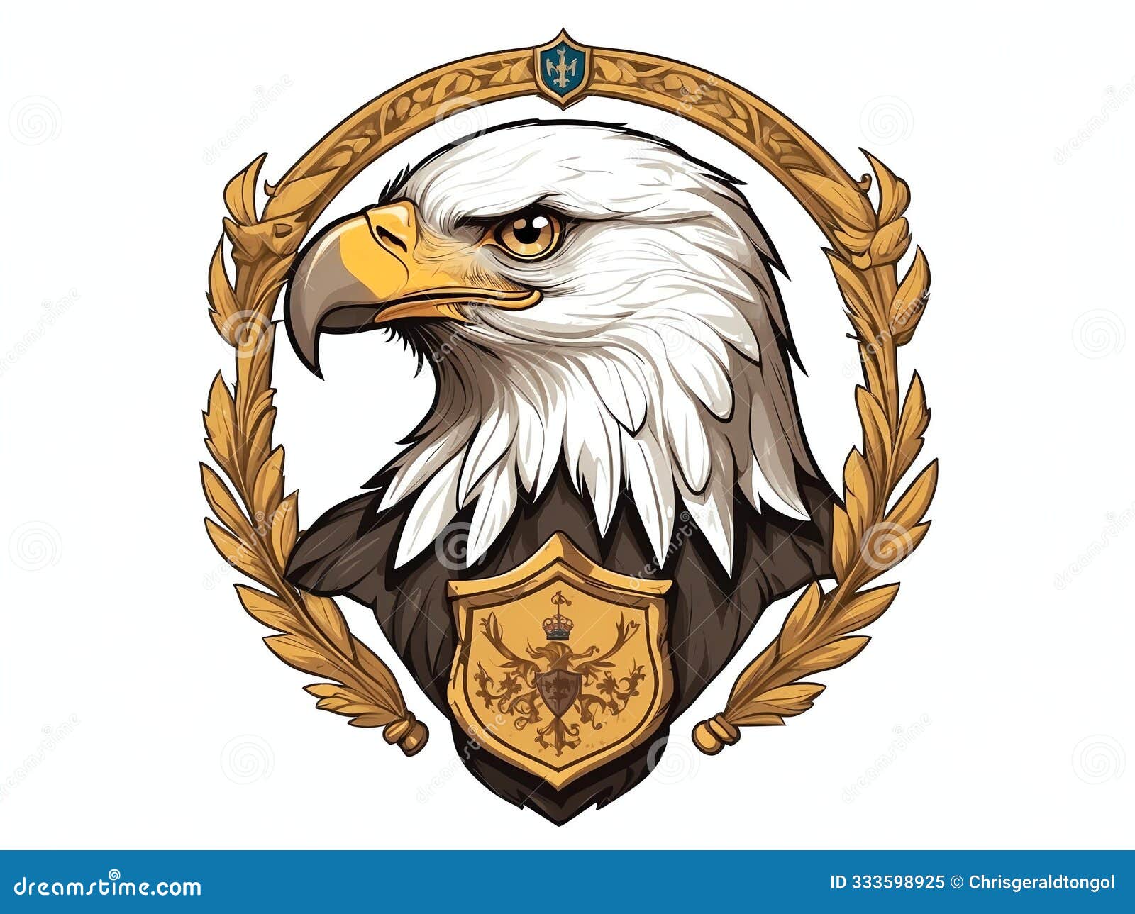 2d Portrait of a Eagle Medieval Crest Isolated in Whit Ai Generated ...
