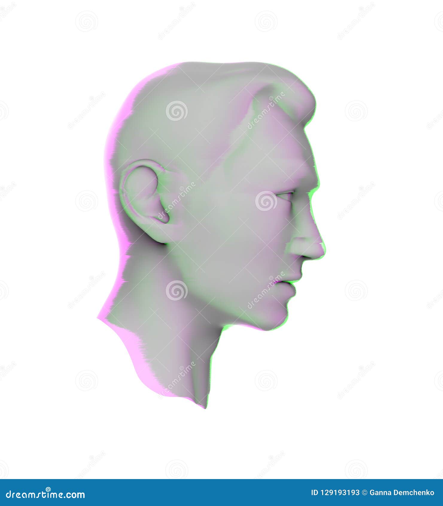 3d Portrait of a Man with Glitch Effect. Stock Illustration ...