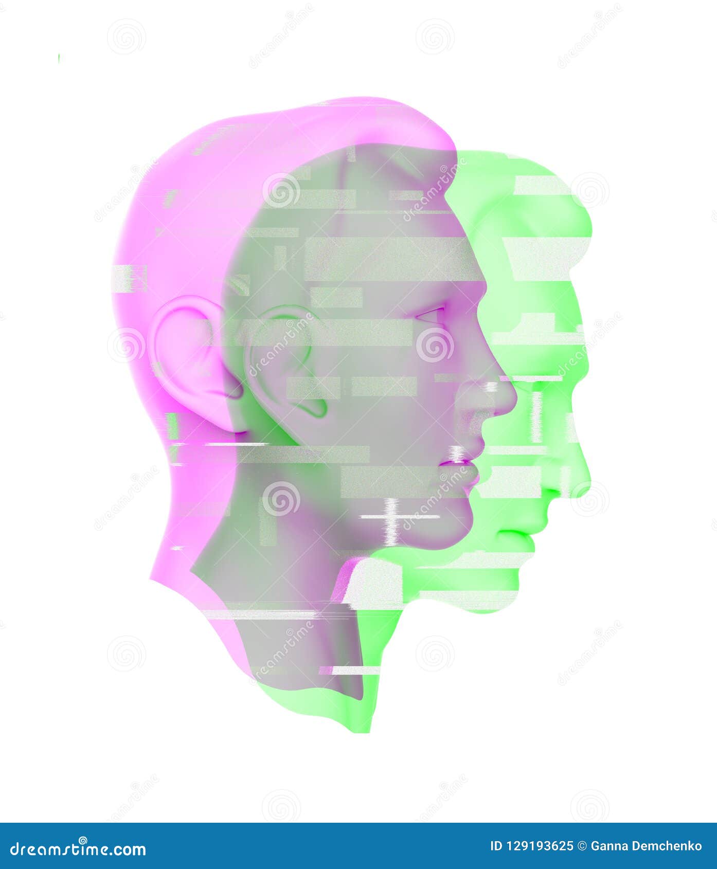3d Portrait of a Man with Glitch Effect. Stock Illustration ...