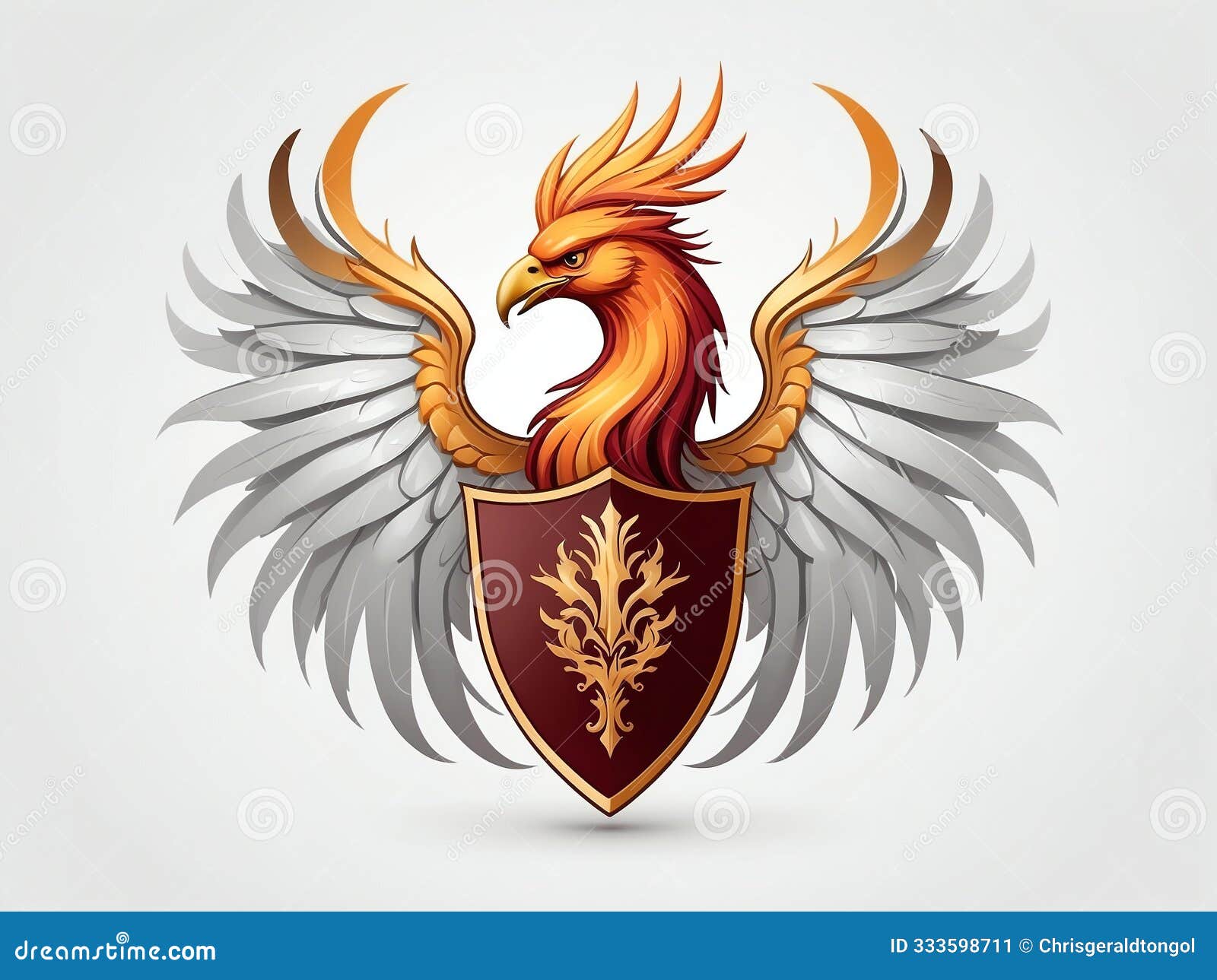 Portrait Of Phoenix On The Fiery Background, Mystical Burning Itself On ...