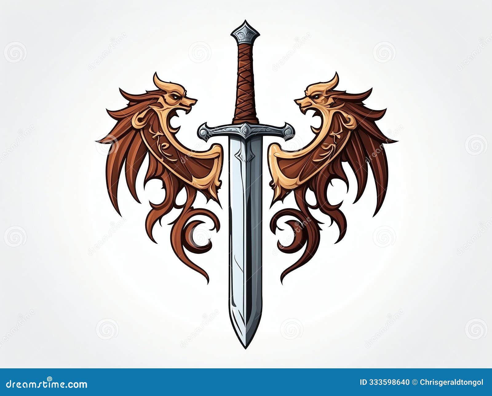 2d Portrait of a Sword Medieval Crest Isolated in Whit Ai Generated ...