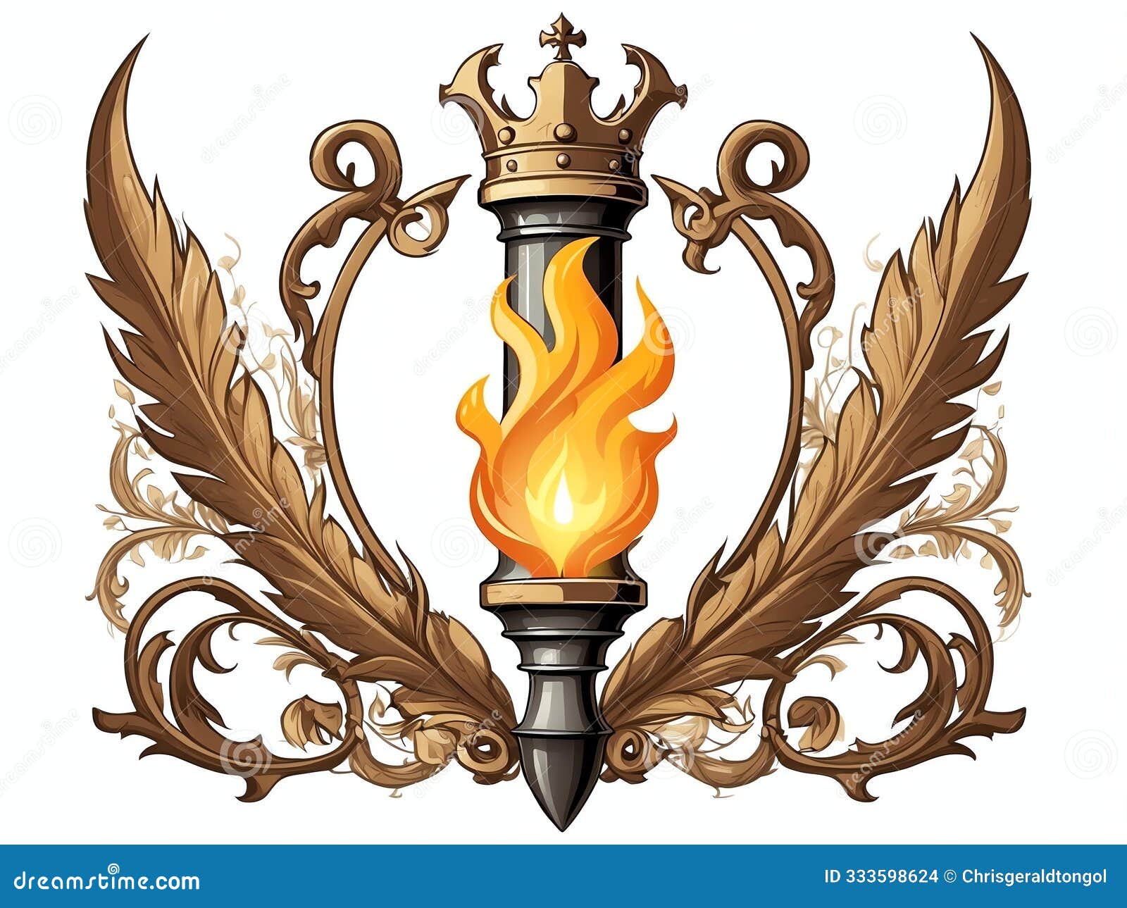 2d Portrait of a Torch Medieval Crest Isolated in Whit Ai Generated ...