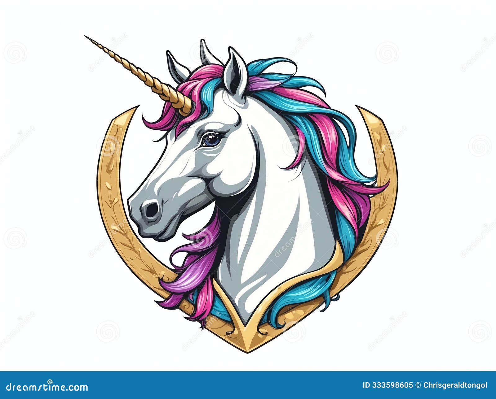 2d Portrait Of A Unicorn Medieval Crest Isolated In Wh Ai Generated ...