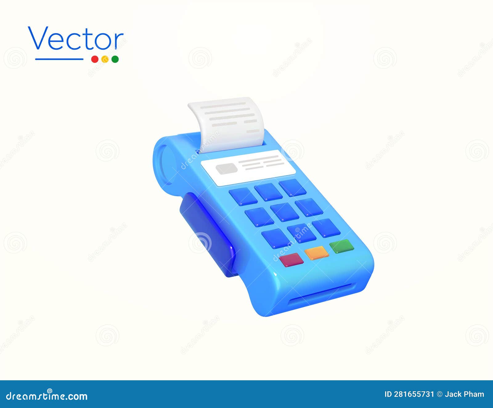 3d Pos Terminal Device or Machine with Bill in Minimal Style, Isolated ...