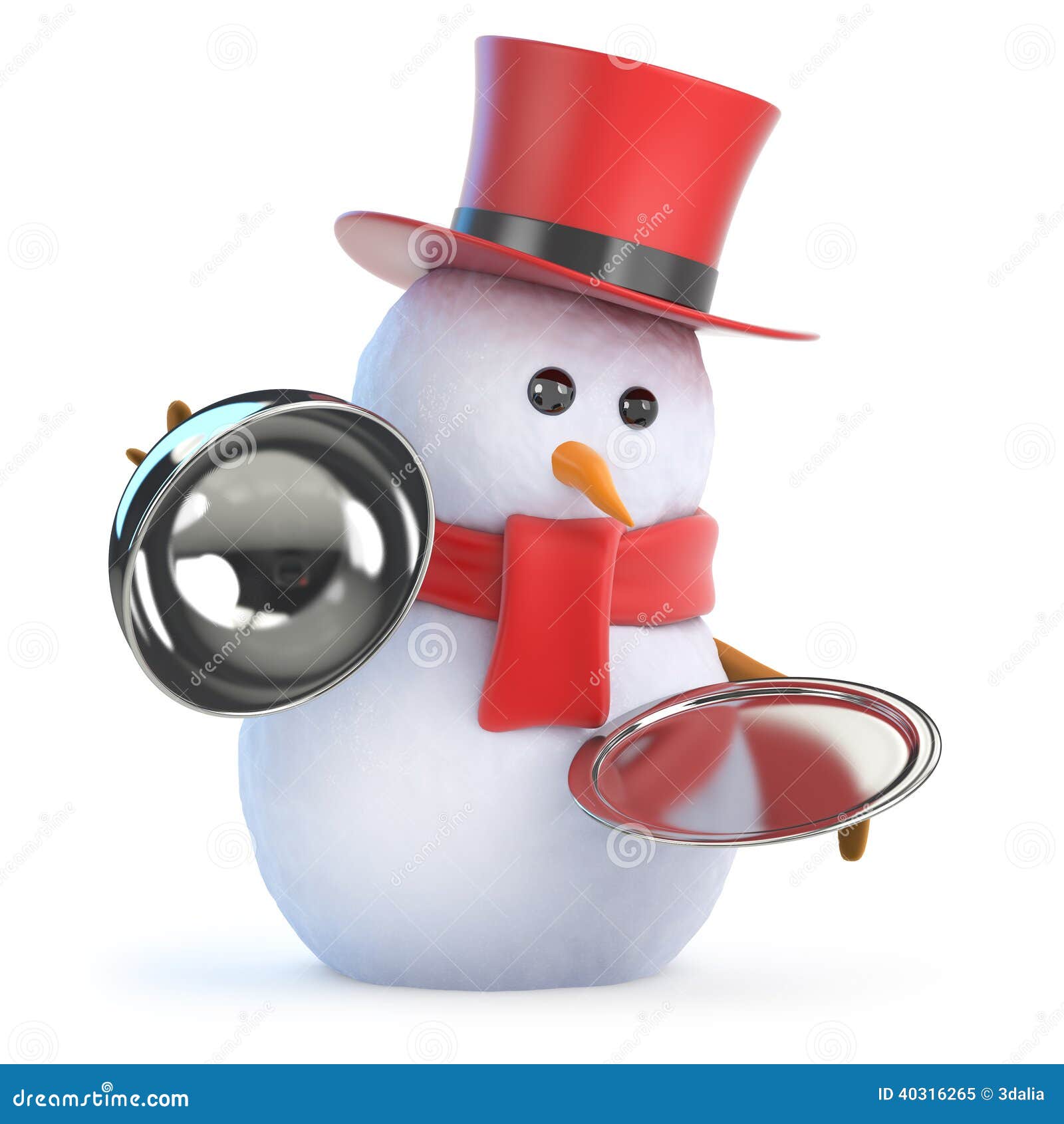 3d Posh Snowman Silver Service Stock Illustration - Illustration of ...
