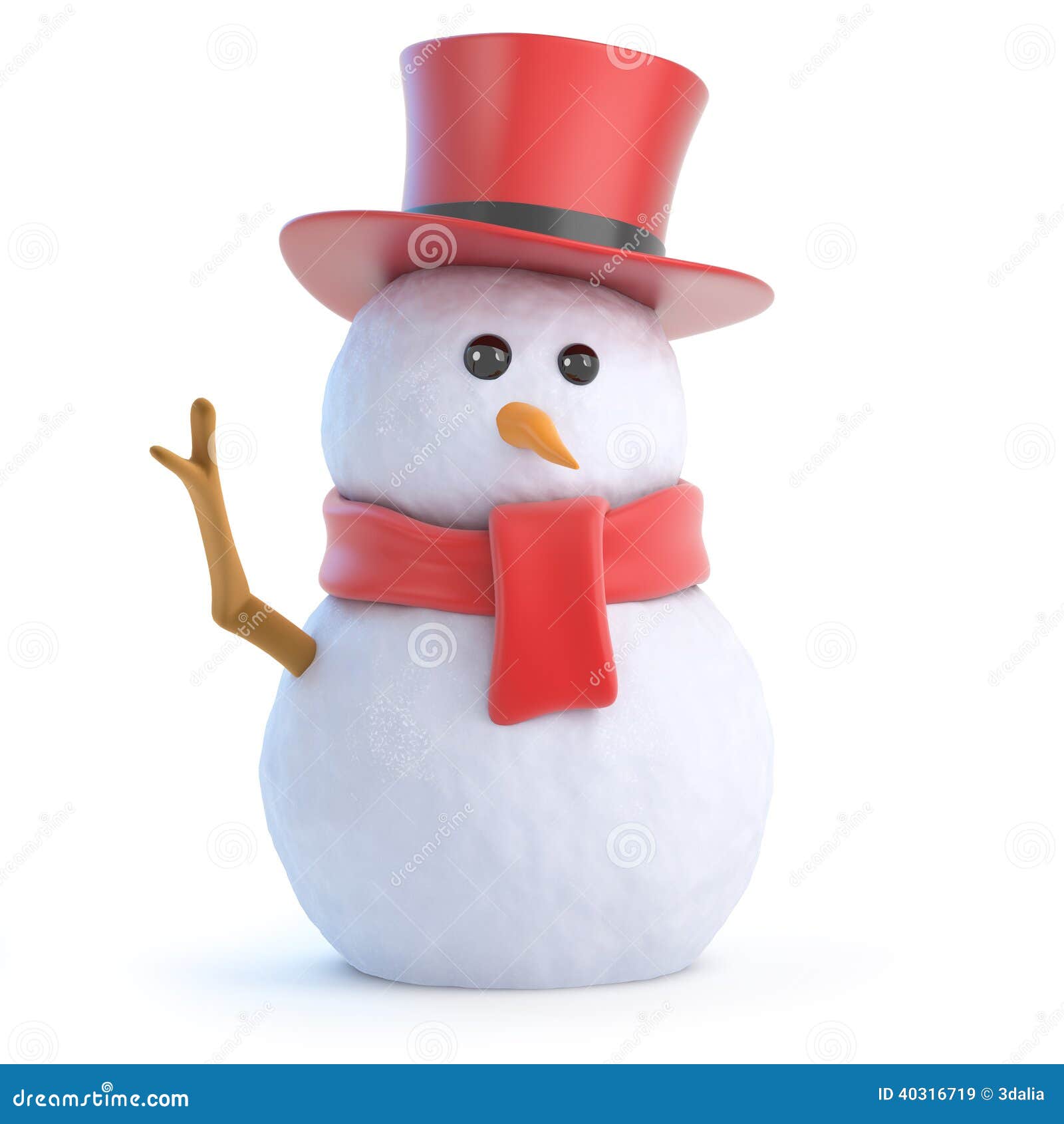 3d Posh Snowman Waves Hello Stock Illustration - Illustration of cold ...