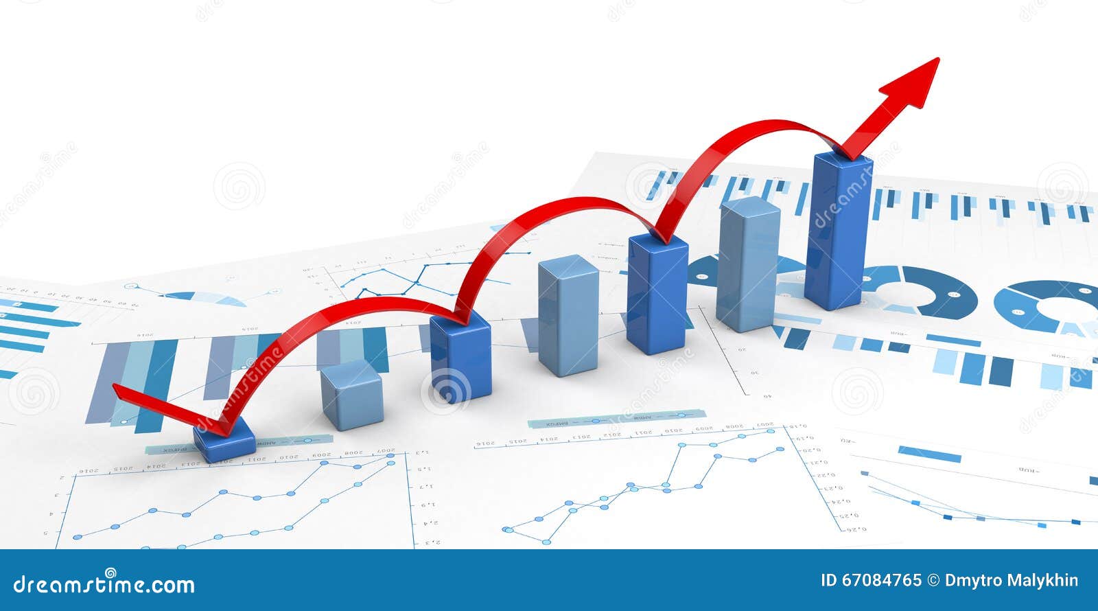 3d positive bar Graphs stock illustration. Illustration of progress ...