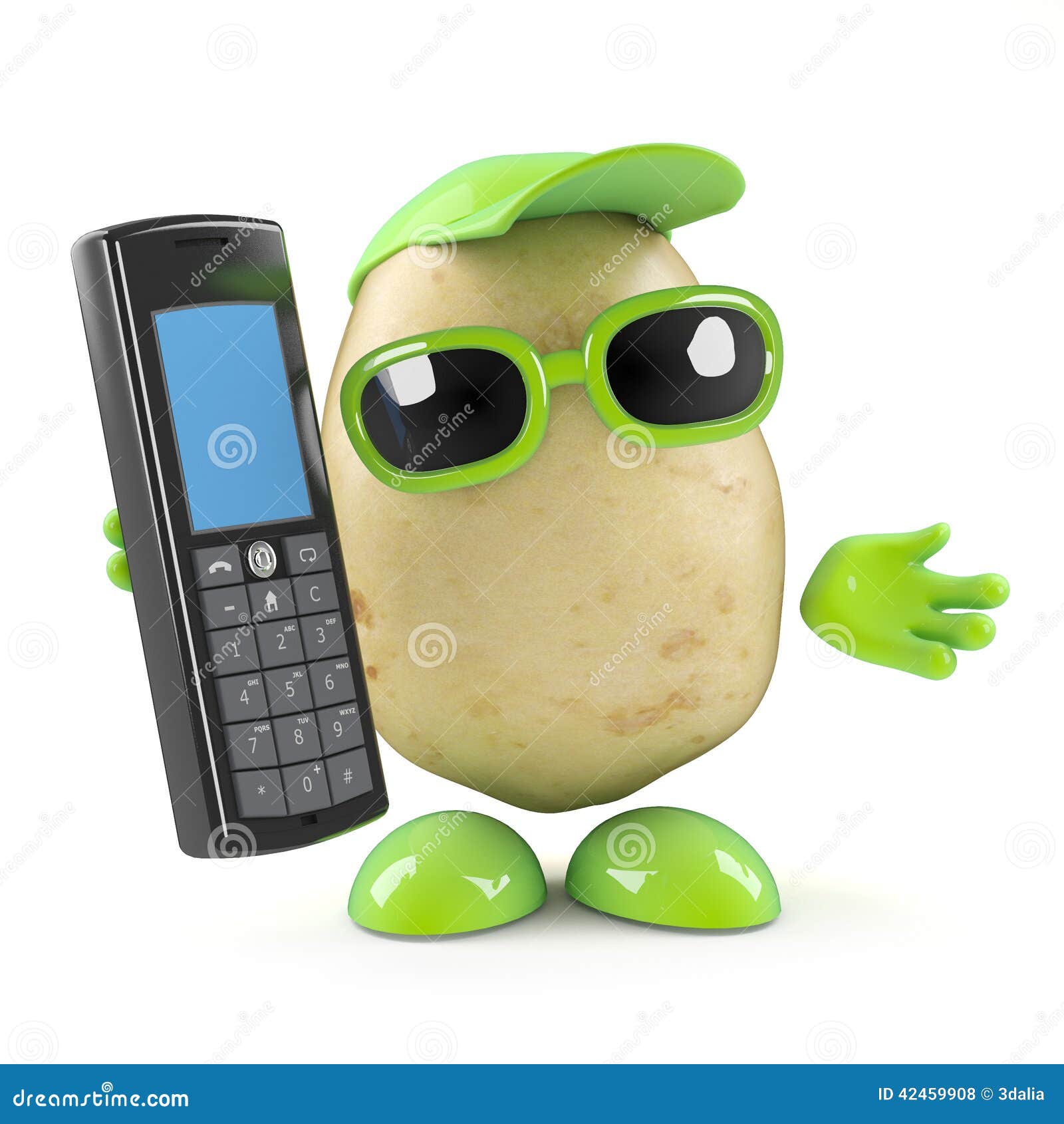 3d Potato Chats on His Cellphone Stock Illustration - Illustration of ...