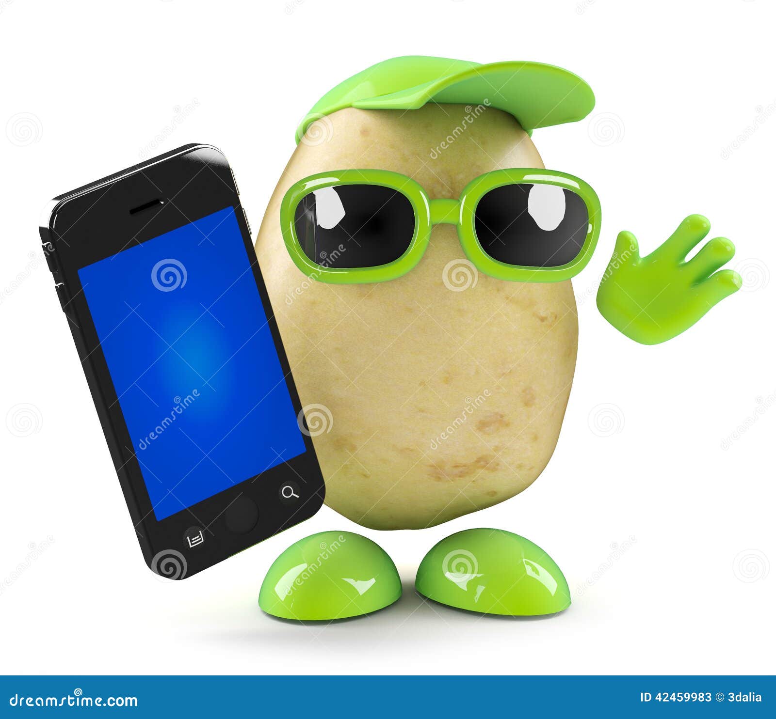 3d Potato Chats on His Smartphone Stock Illustration - Illustration of ...