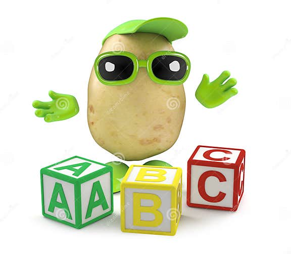 3d Potato Learns the Alphabet Stock Illustration - Illustration of root ...