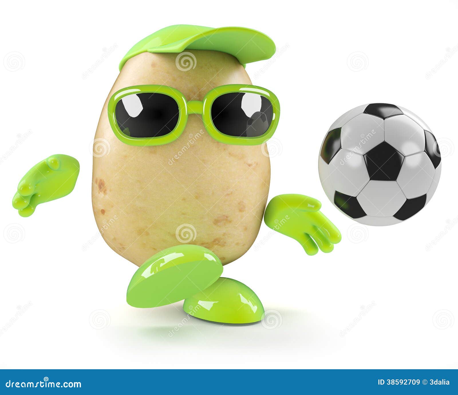 3d Potato soccer stock illustration. Illustration of peel - 38592709