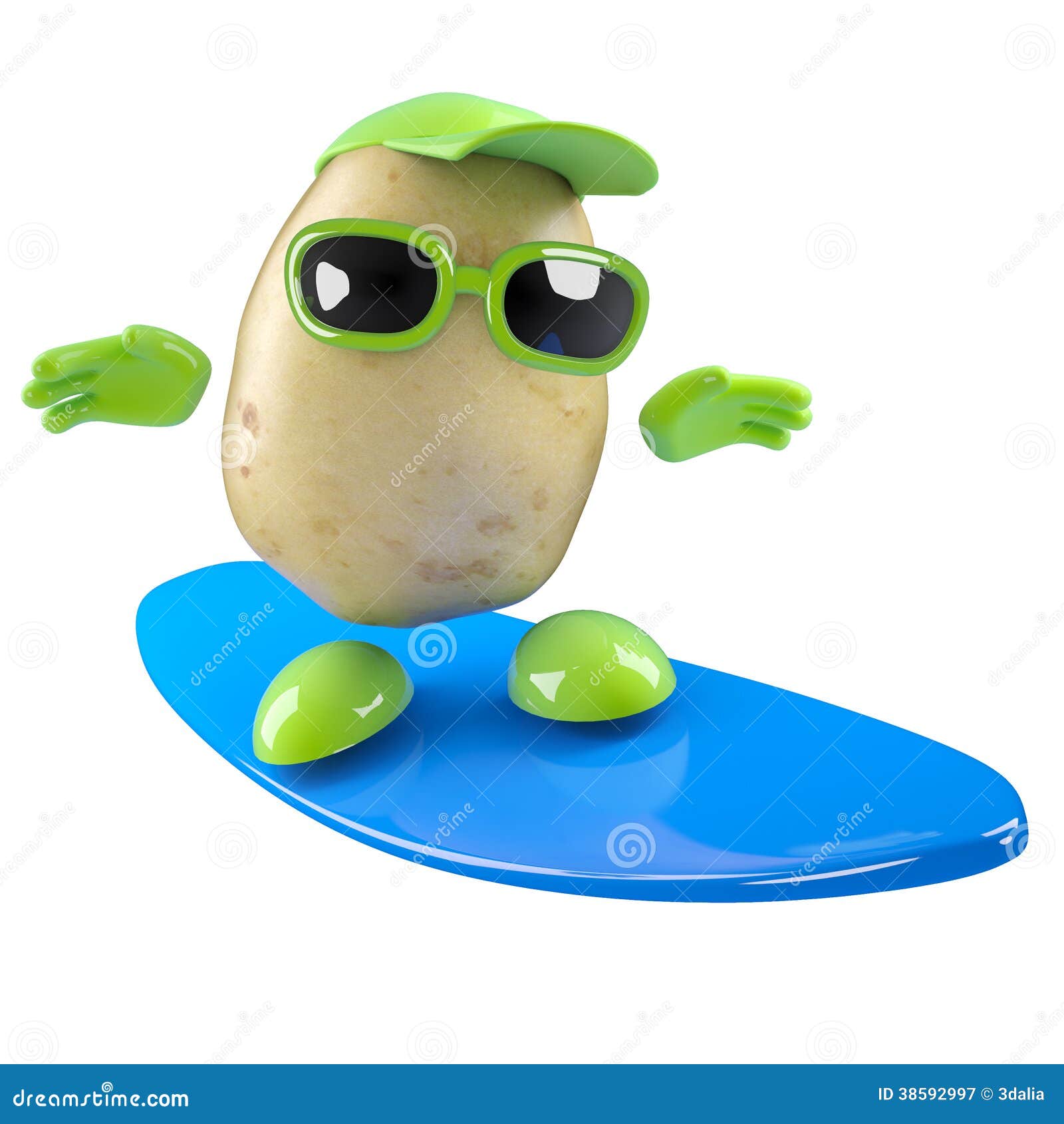 3d Potato surfer stock illustration. Illustration of spud - 38592997