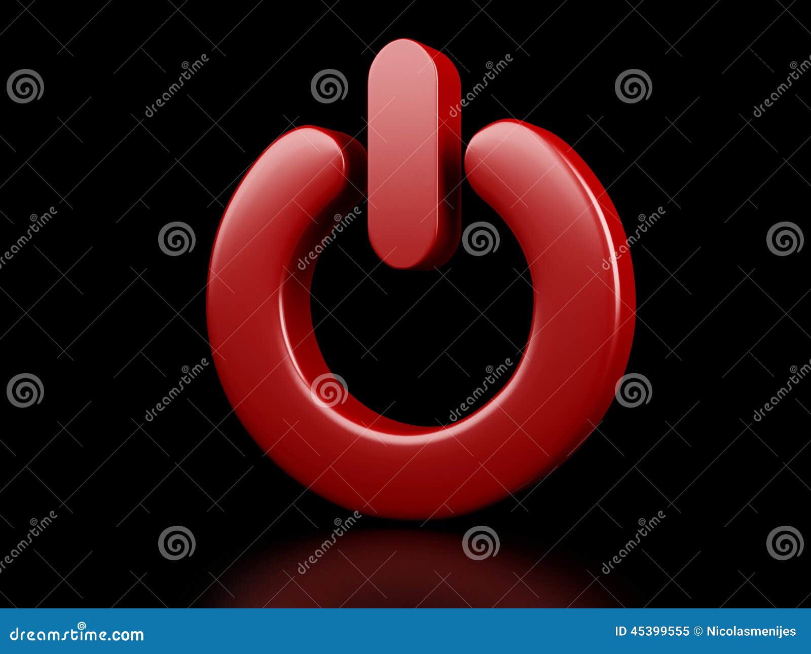 3d Power Sign on Black Background Stock Illustration - Illustration of ...