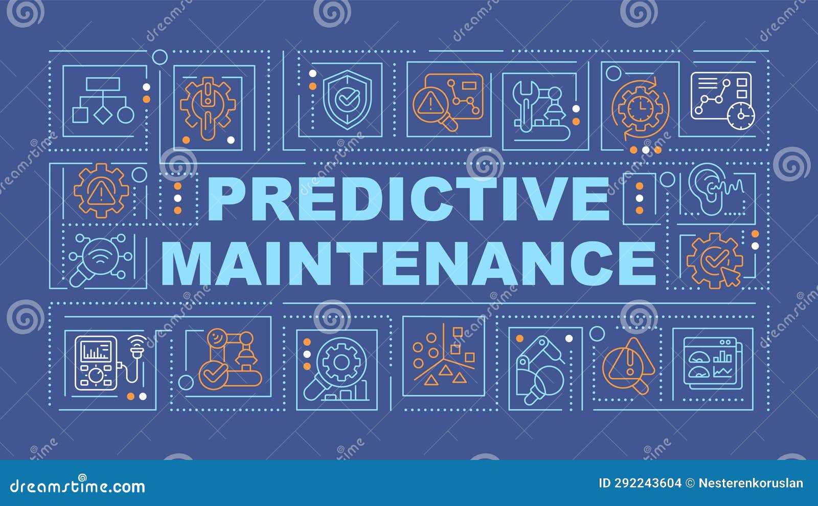 2D Predictive Maintenance Text with Thin Linear Icons Stock Vector ...