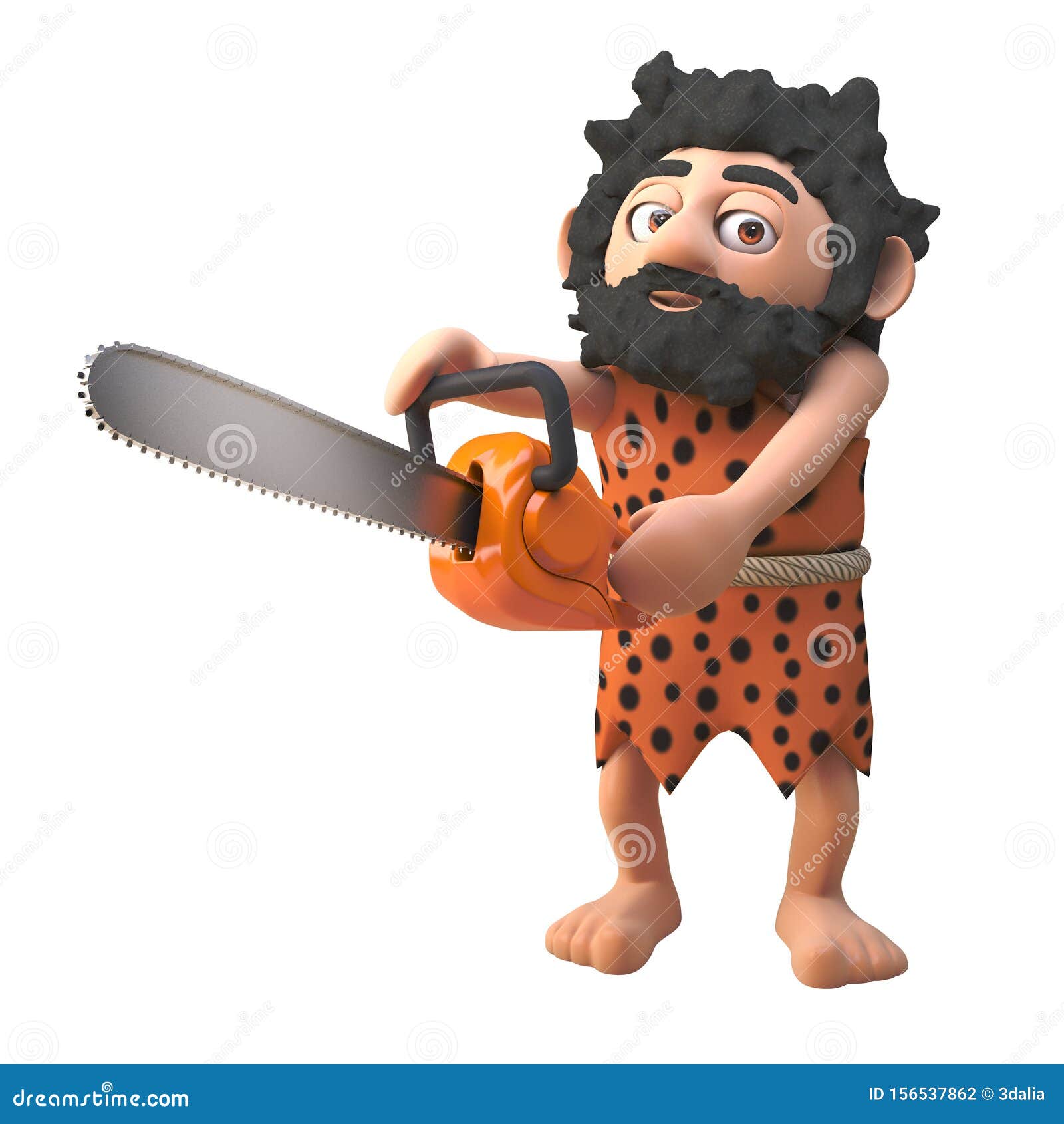 Prehistoric Caveman Sitting In Ambush With Spear, Primitive Man Hunting ...