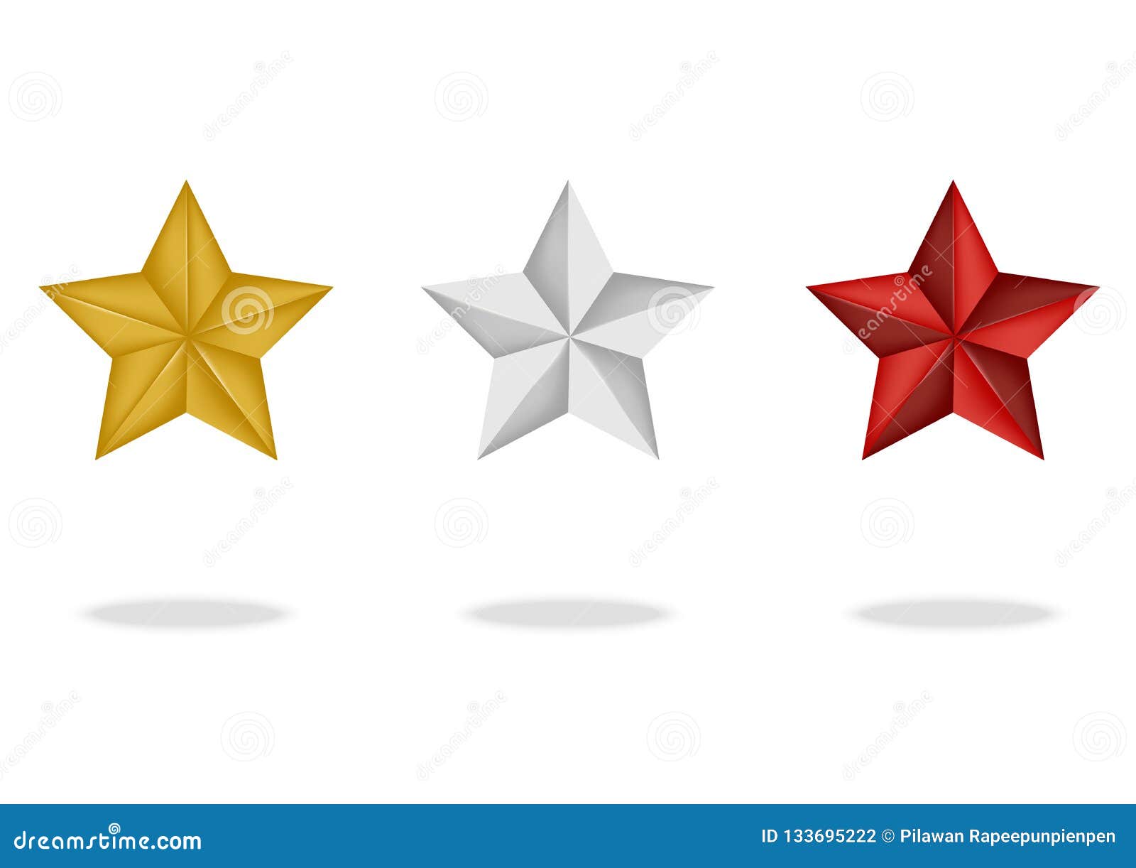 3D Premium Star with Shadow on White Background Illustration Stock ...