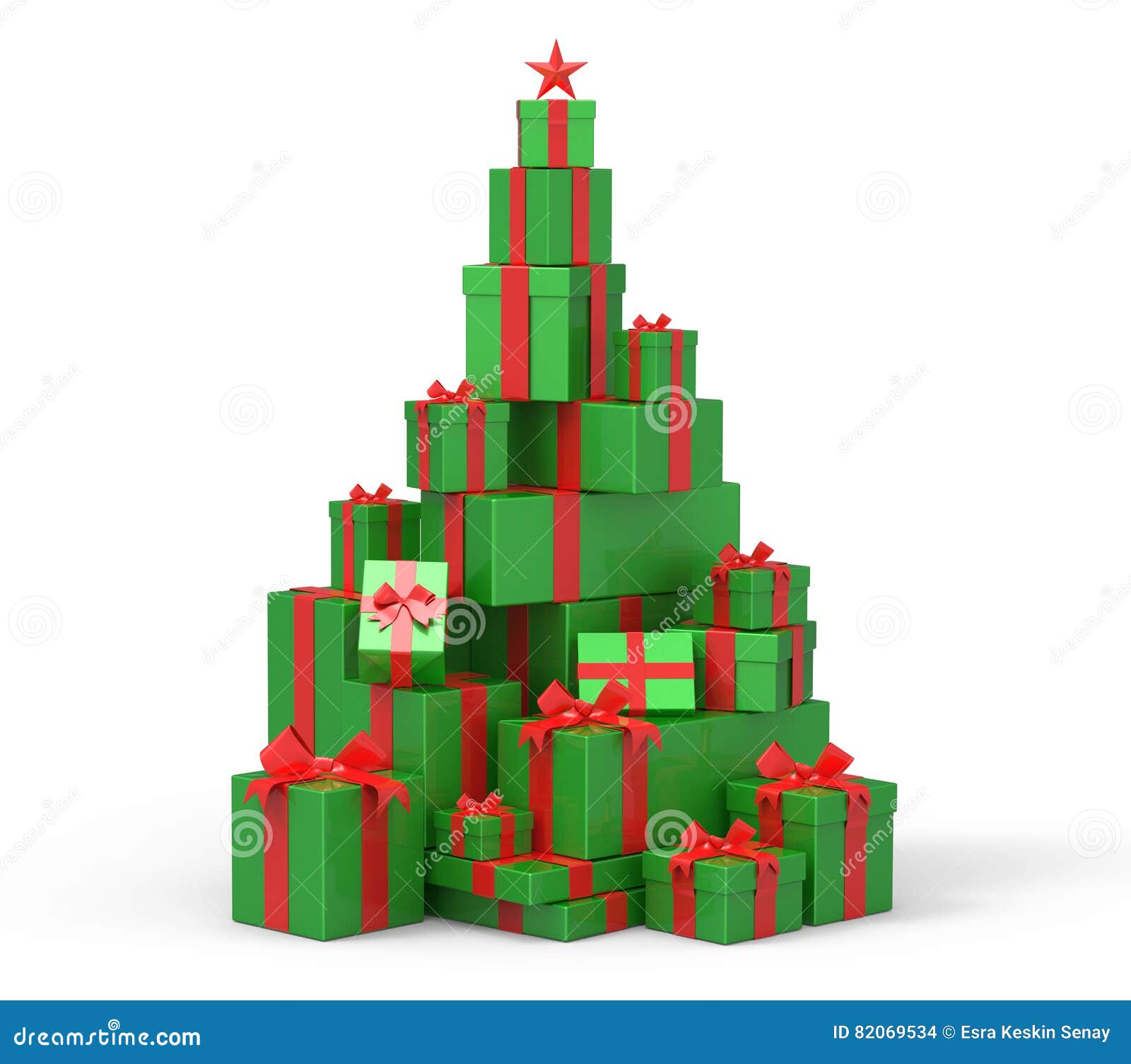 3d Present Boxes, Christmas Tree Concept Stock Illustration ...