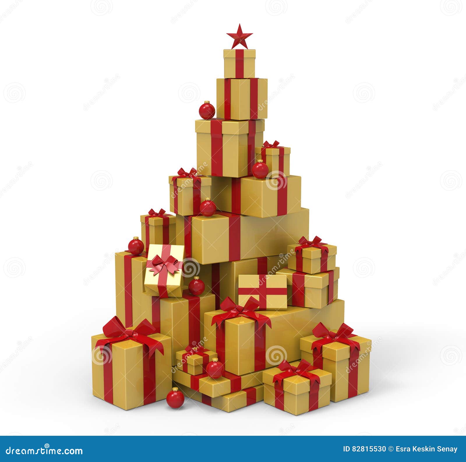 3d Present Boxes, Christmas Tree Concept Stock Illustration ...