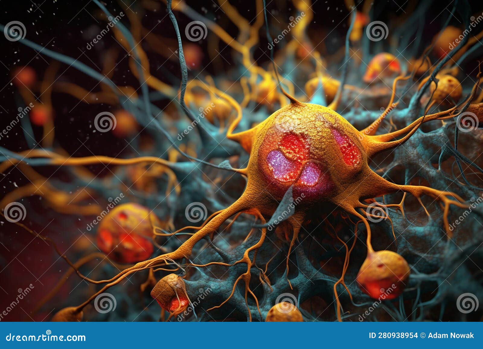 3D Presentation of Bad Neuron Activity in the Human Neural System Stock ...