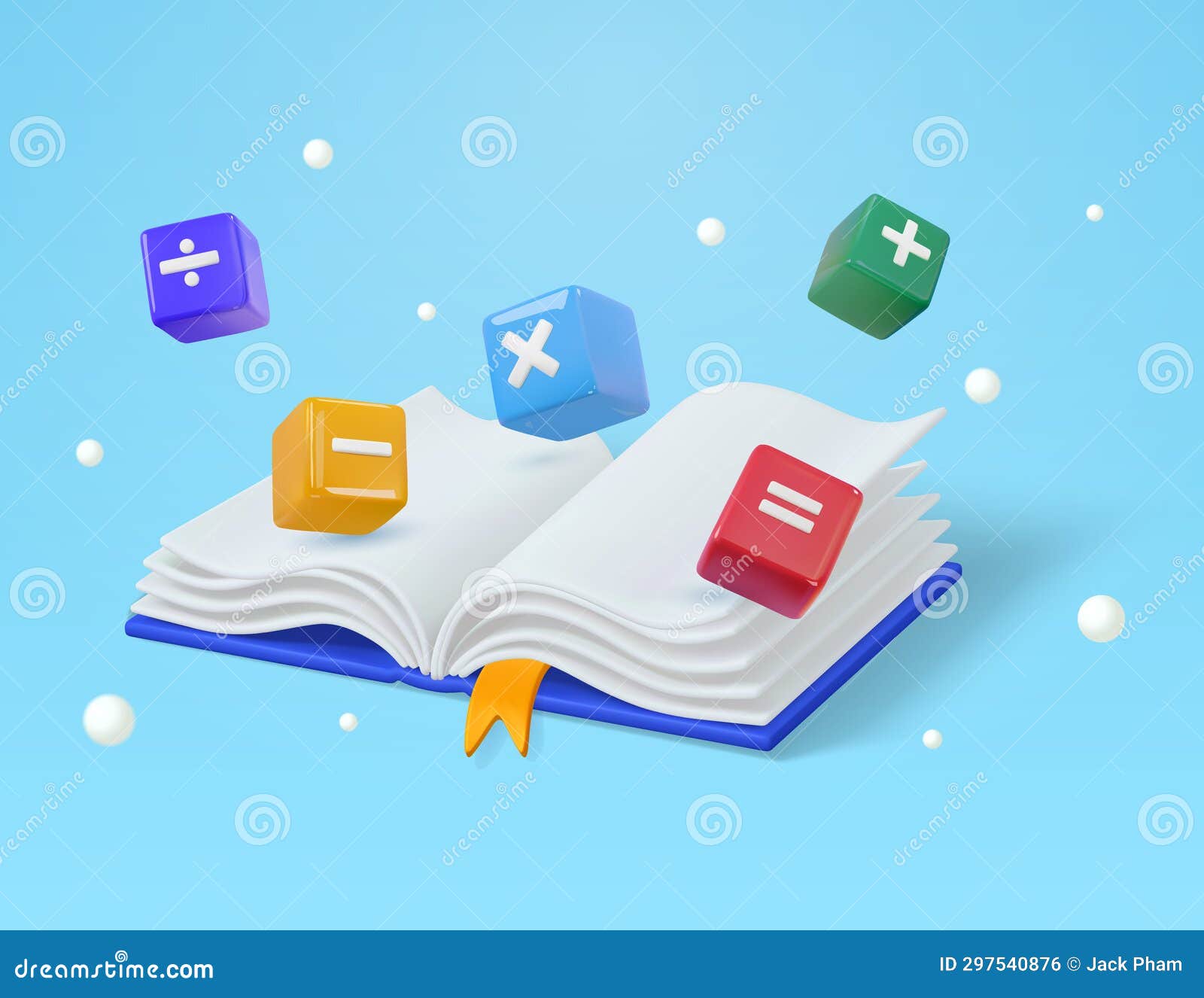 3d Primary Math Learning Concept with Opened Handbook, Basic Math ...