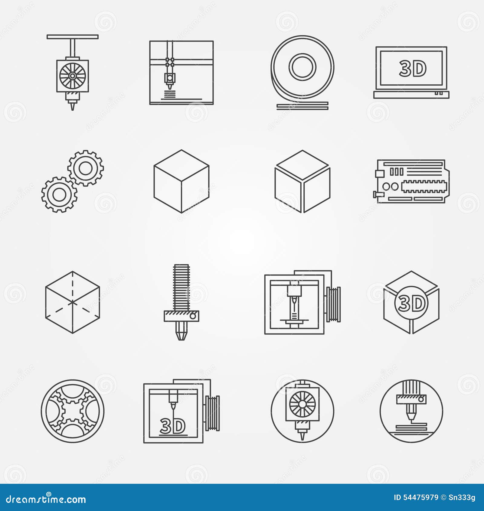 3D print vector icons stock vector. Illustration of smart - 54475979