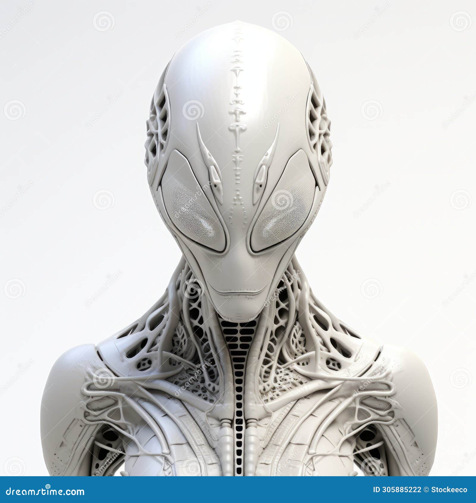 3d Printed Alien Body with Shallow Depth of Field on White Background ...