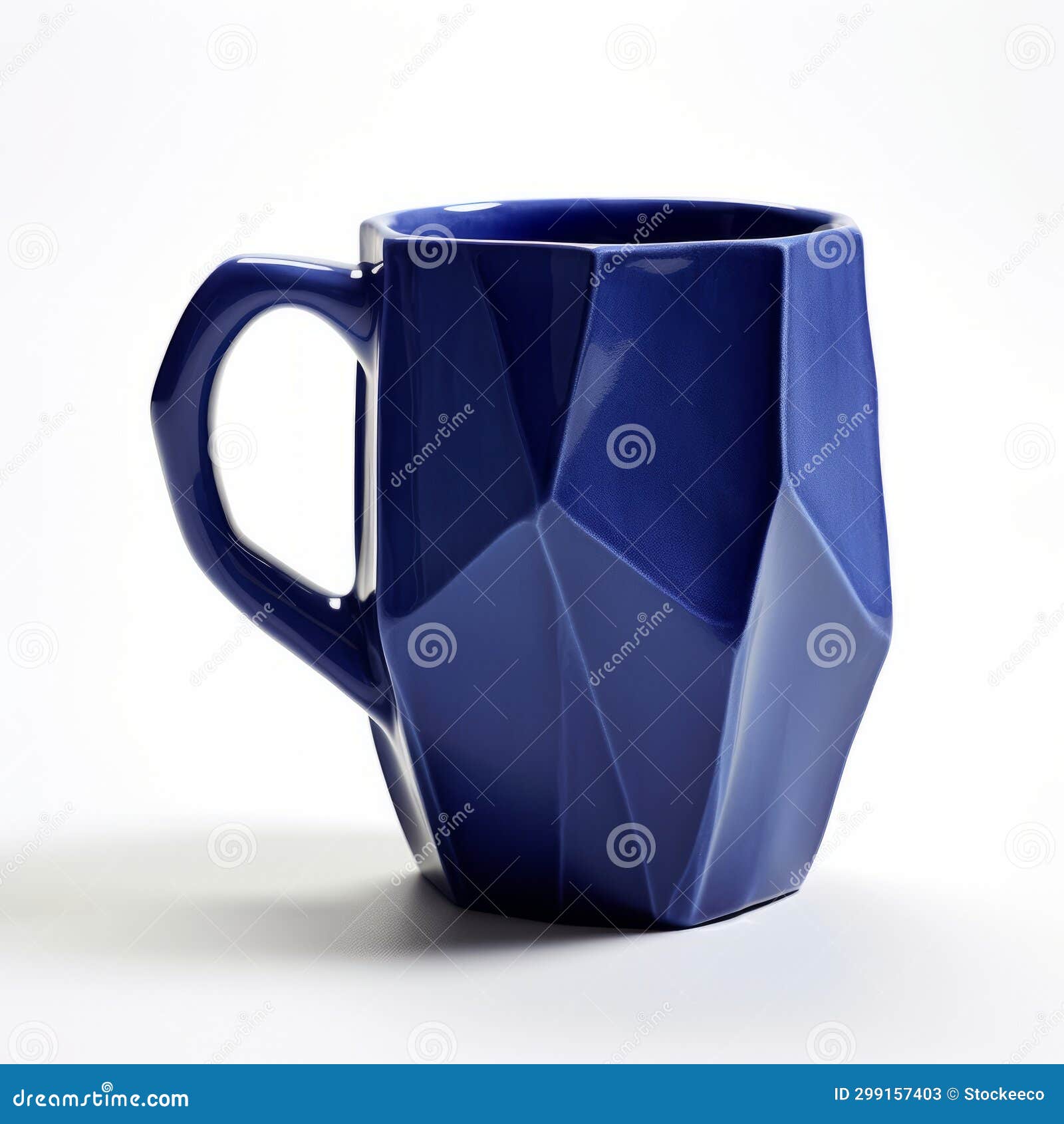 3d Printed Blue Geometry Mug with Cubist Faceting Stock Illustration ...