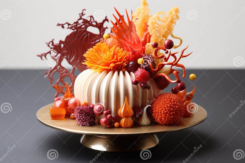 3d Printed Dessert with Sculpted Elements Stock Illustration ...