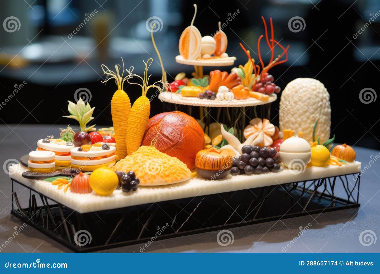 3d Printed Food Display Showcasing Innovation Stock Illustration ...