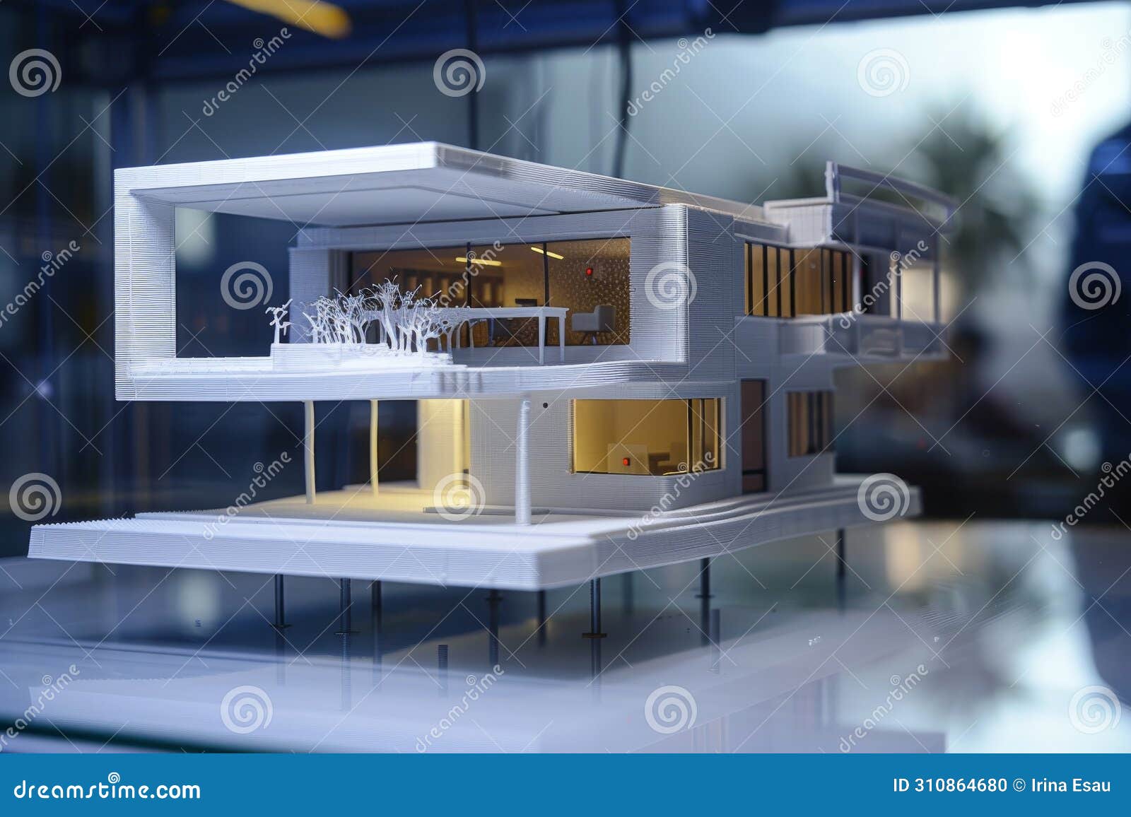 3D-printed house model stock illustration. Illustration of printer ...