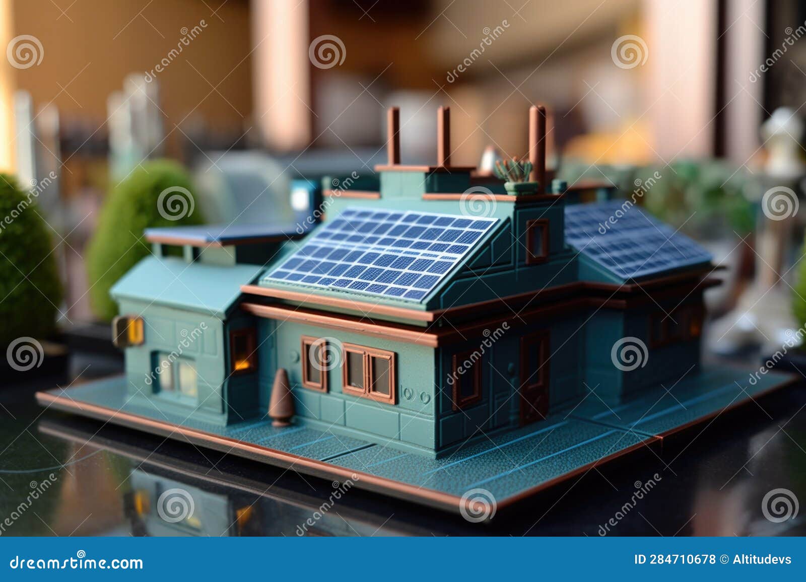 3d Printed Housing with Solar Panels on Roof Stock Illustration ...