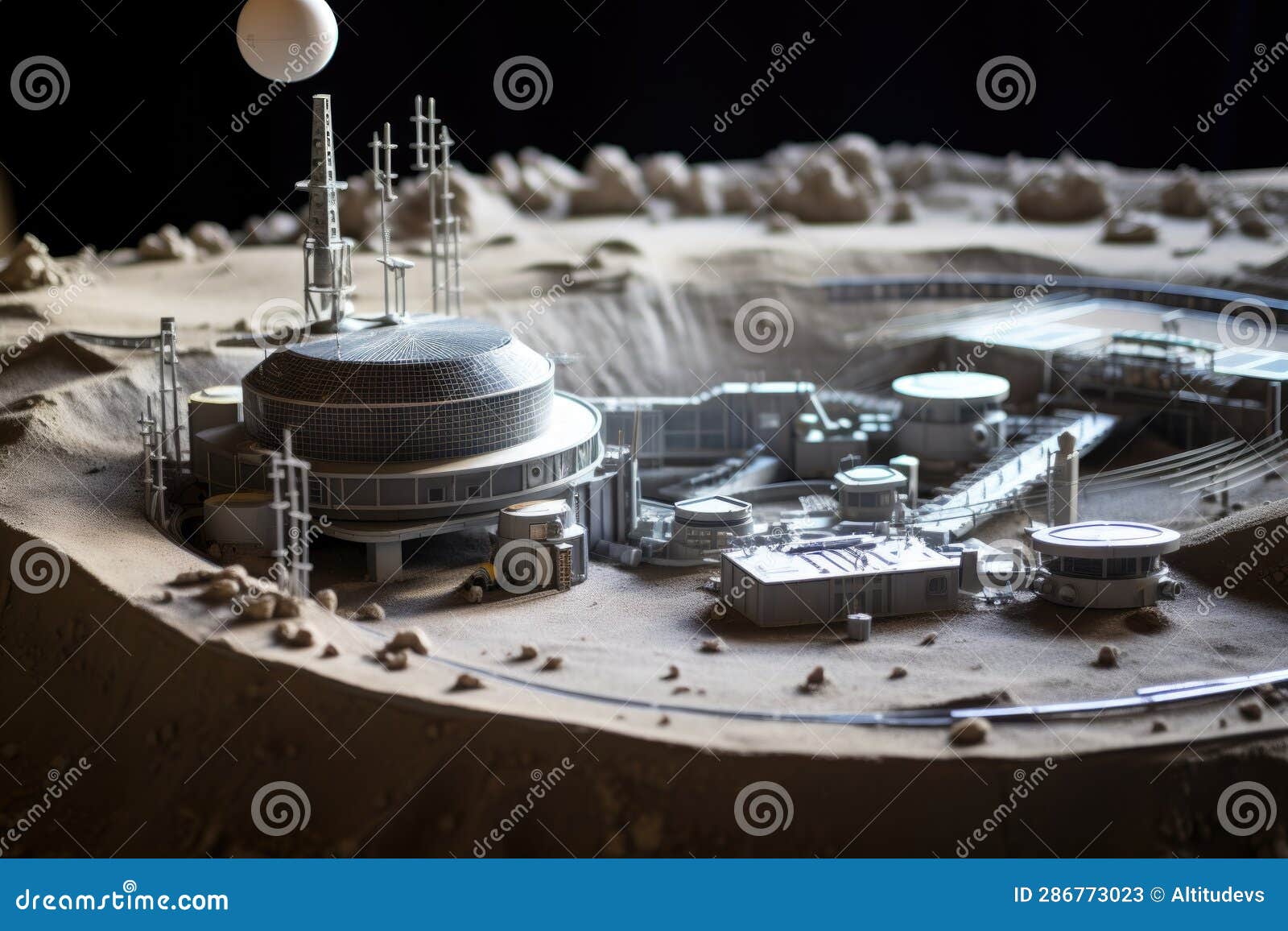 A 3d-printed Lunar Base Model with Solar Panel Installations Stock ...