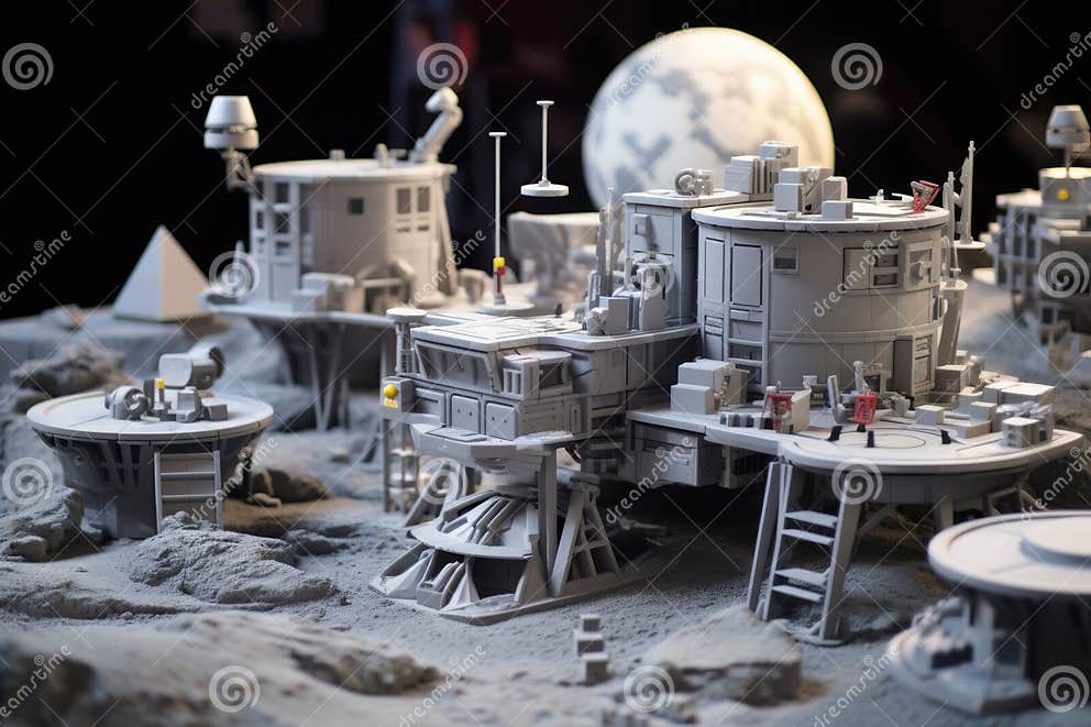 3d Printed Lunar Base Modules Connected Together Stock Illustration ...