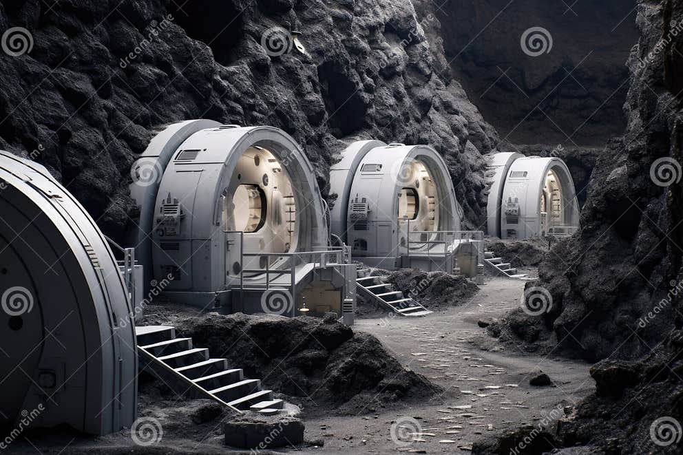 3d-printed Lunar Habitat Modules Connected by Tunnels Stock Photo ...
