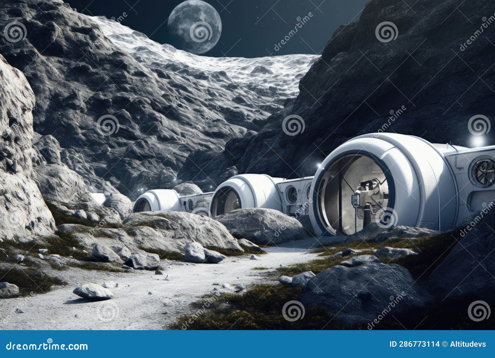 3d-printed Lunar Habitat Modules Connected by Tunnels Stock Photo ...