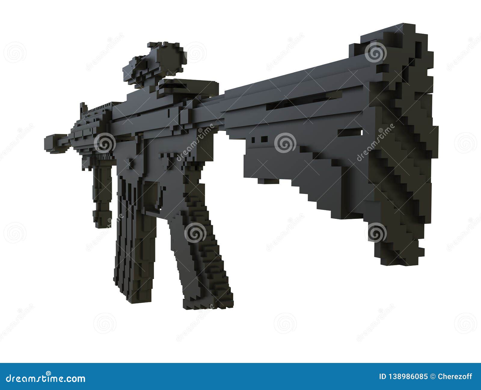 3d Printed Machine Gun Isolated Stock Illustration - Illustration of ...