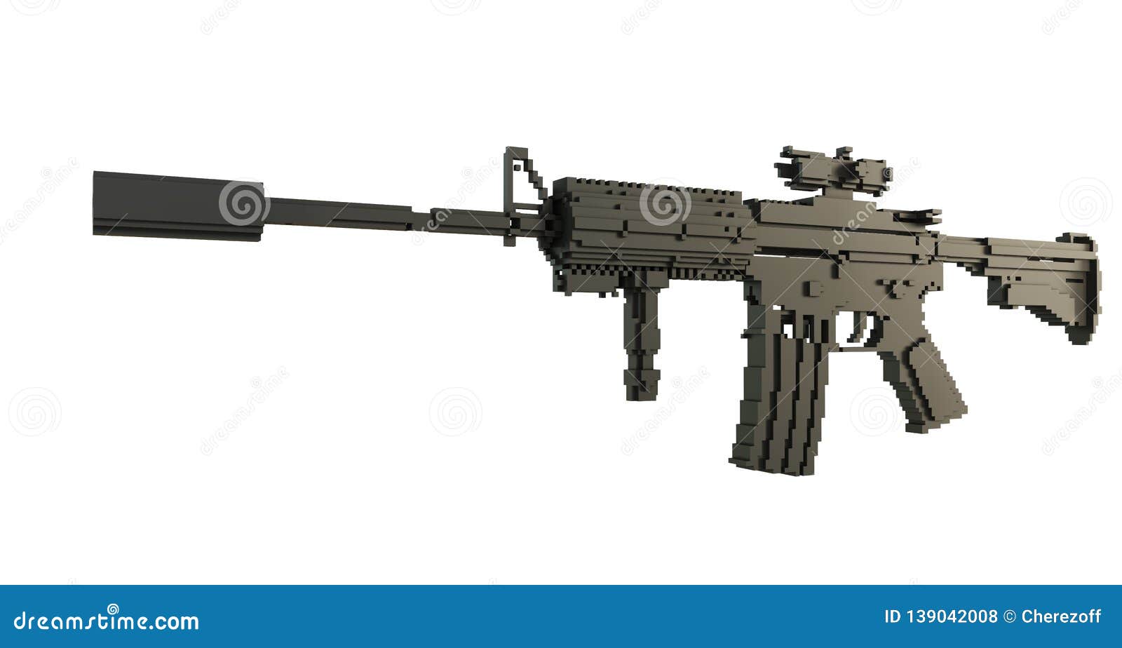 3d Printed Machine Gun Isolated Stock Illustration - Illustration of ...