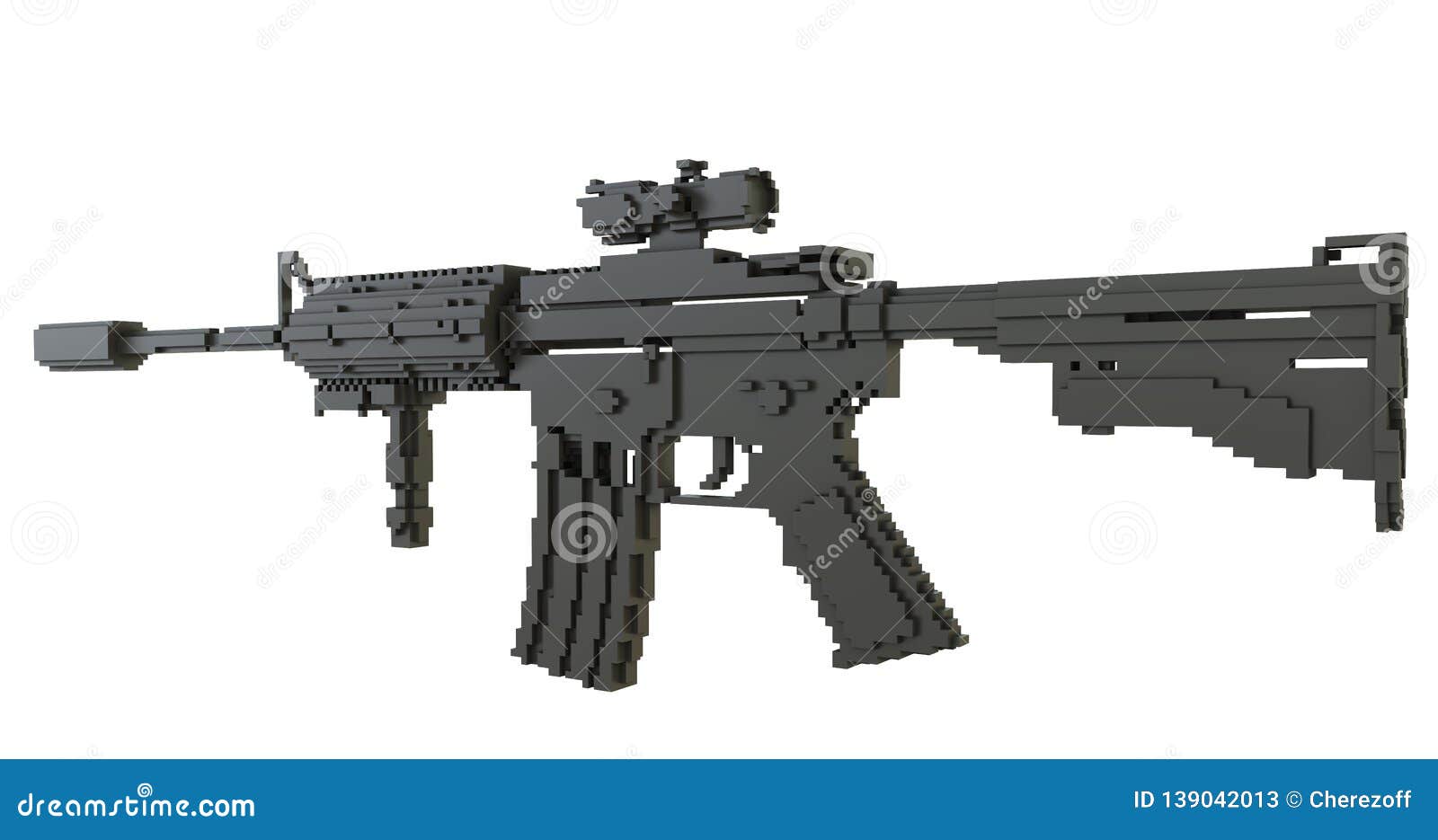 3d Printed Machine Gun Isolated Stock Illustration - Illustration of ...