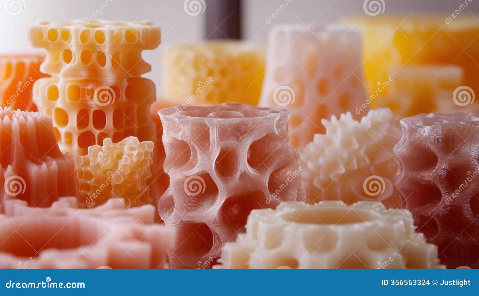 3d Printed Objects Showing Porous Structures in Various Colors Stock ...